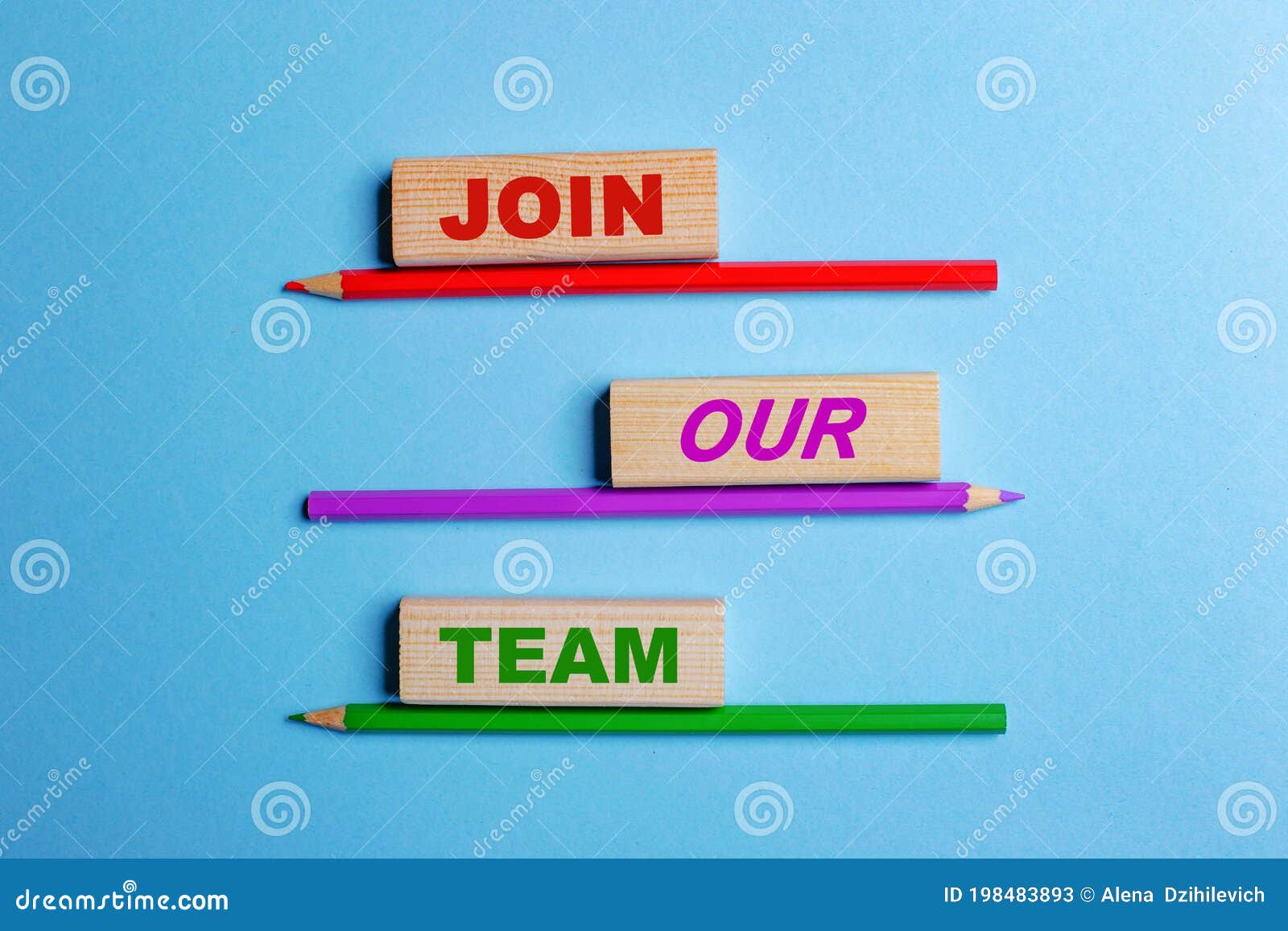 Join Our Team Written in Colorful Font on a Blue Background Stock Image ...
