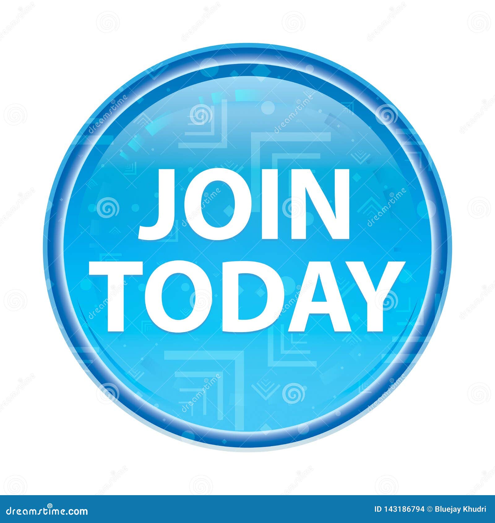 Join Today Floral Blue Round Button Stock Illustration - Illustration ...