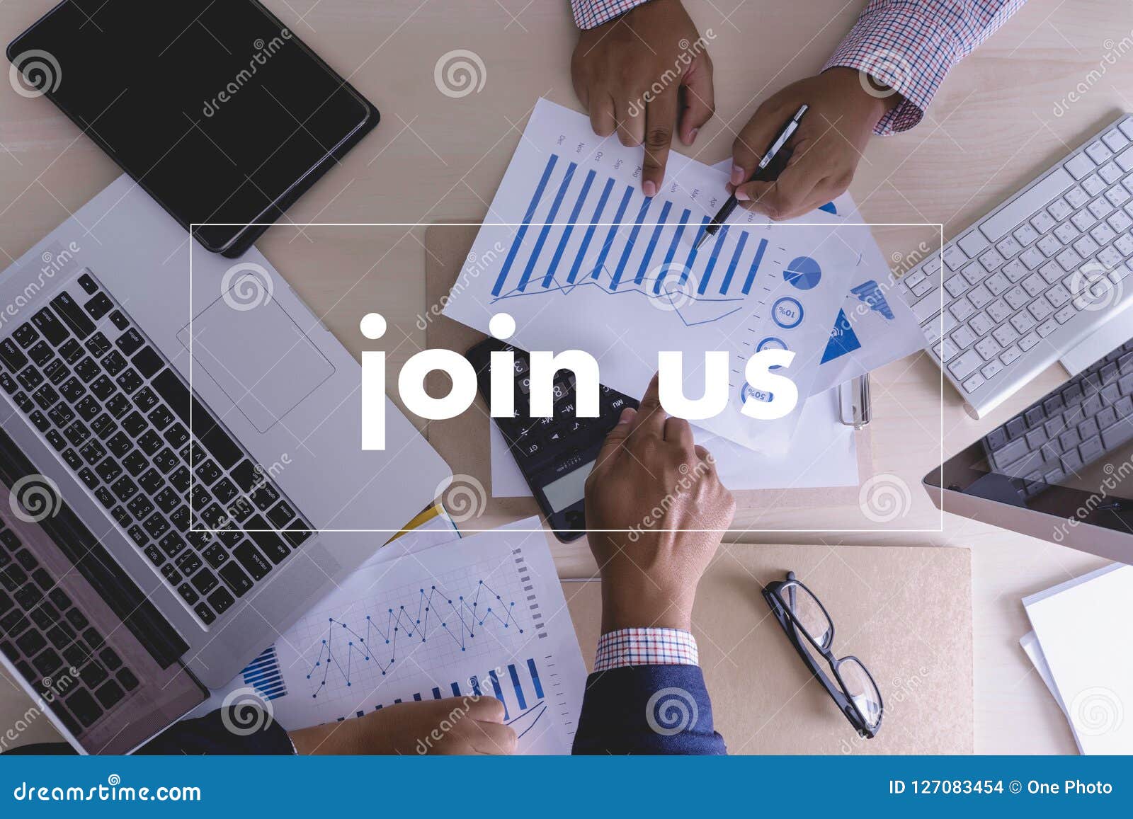 Join Us Concept Businessman Working at Office JOIN OUR TEAM Stock Photo ...
