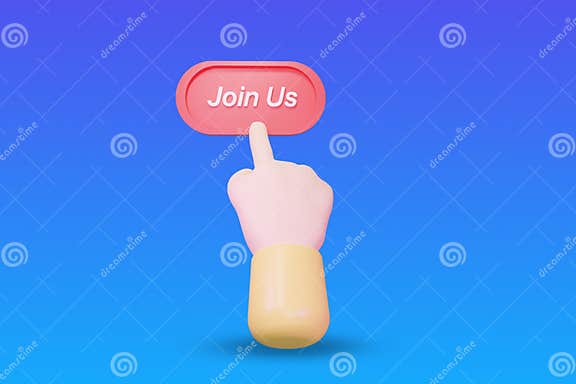 Join Us 3d hand render stock illustration. Illustration of click ...