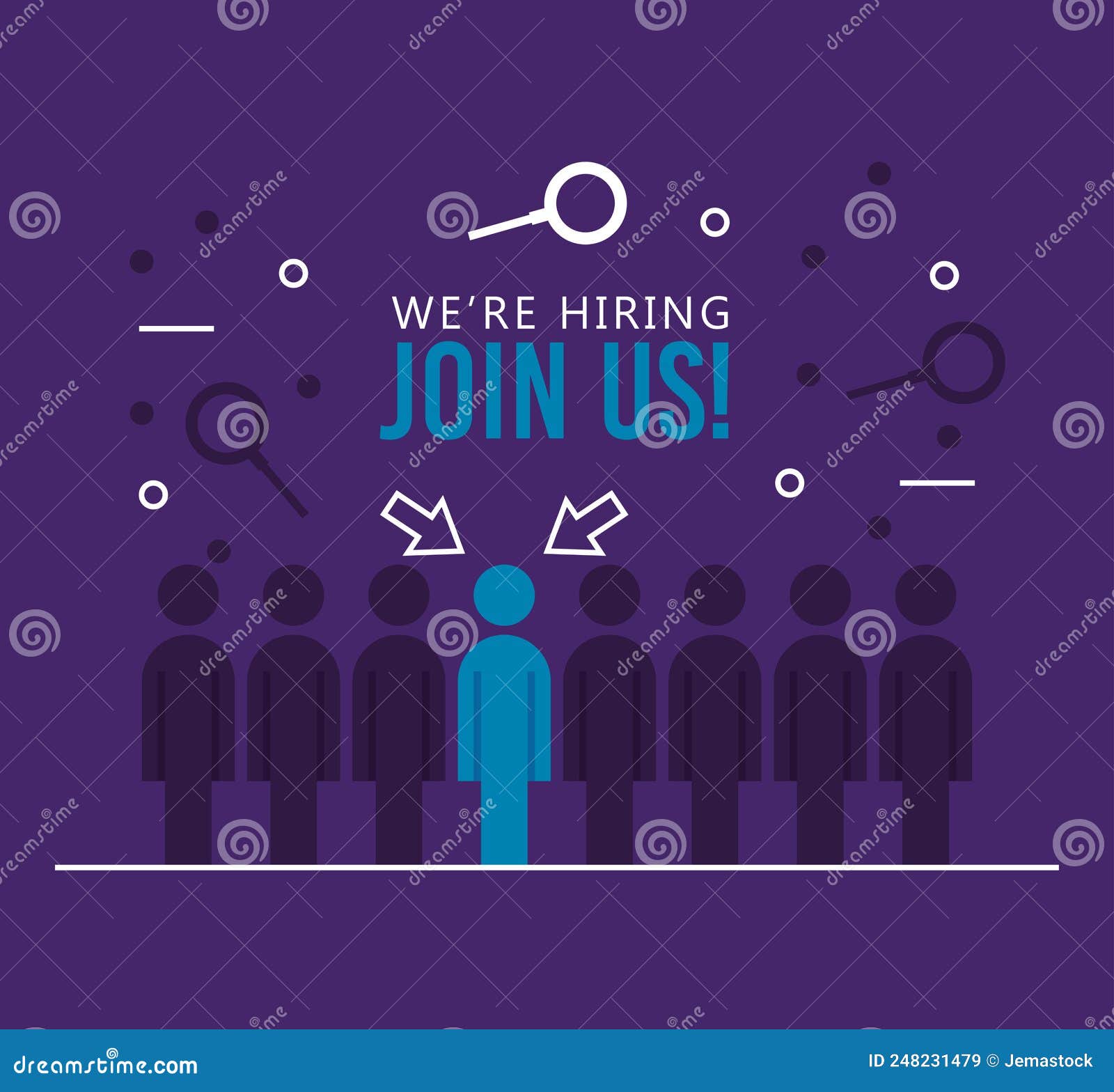 Join Us Lettering with Workers Stock Vector - Illustration of glass ...