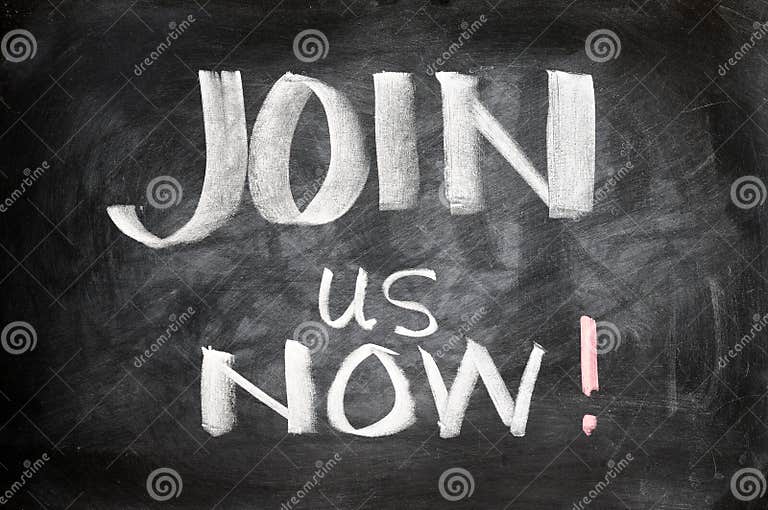 Join us now stock image. Image of chalk, membership, registration ...