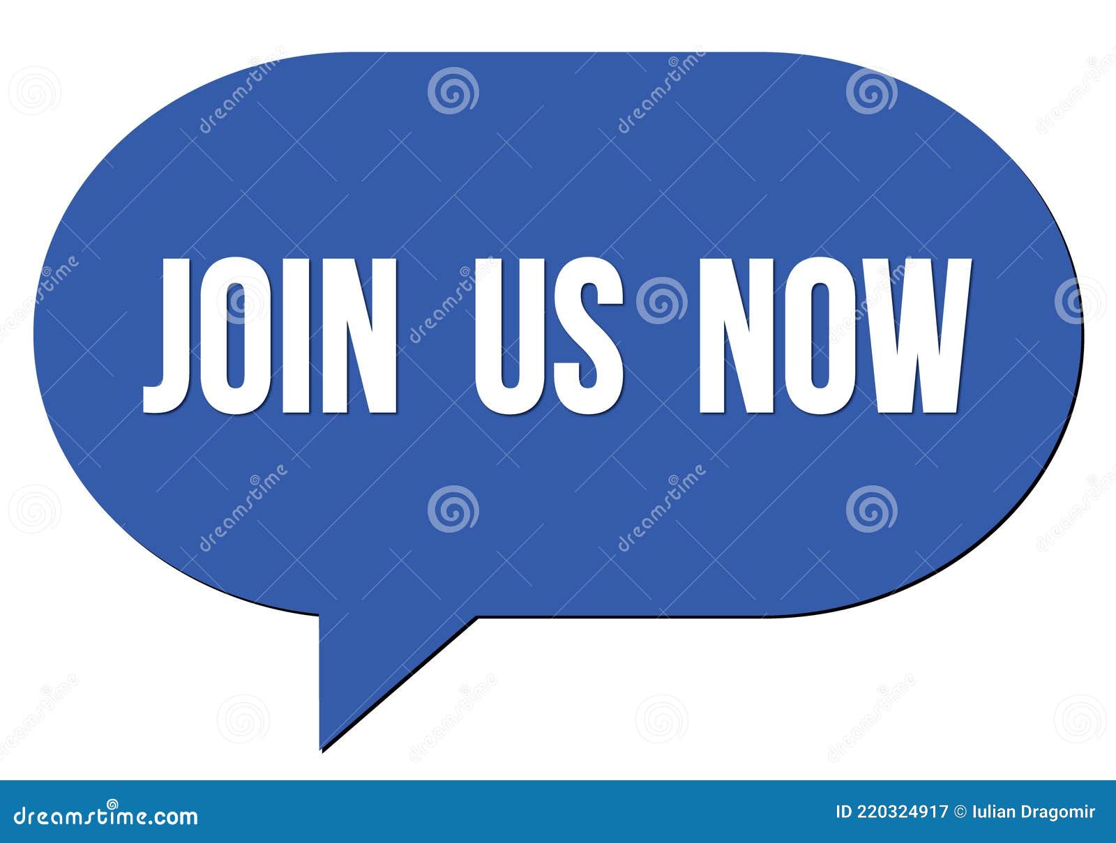 JOIN US NOW Text Written in a Blue Speech Bubble Stock Illustration ...