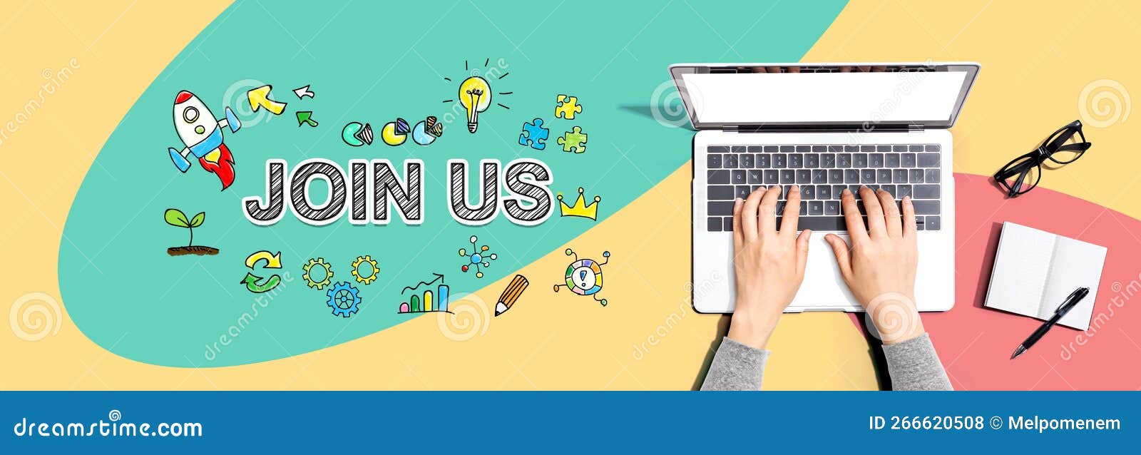 Join Us with Person Using a Laptop Stock Photo - Image of digital ...