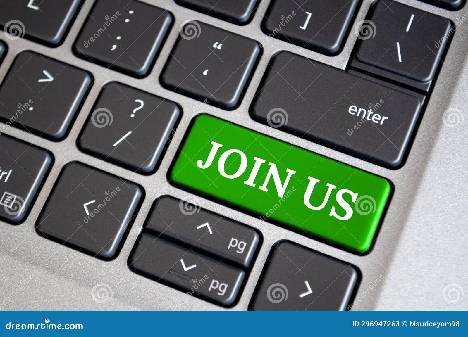 Join Us Text on Green Color Keyboard Stock Image - Image of icon ...