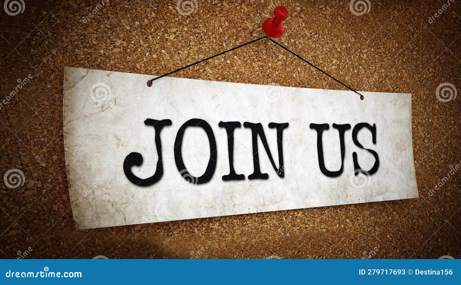 Join Us Text and Paper on Corkboard. 3D Illustration Stock Illustration ...