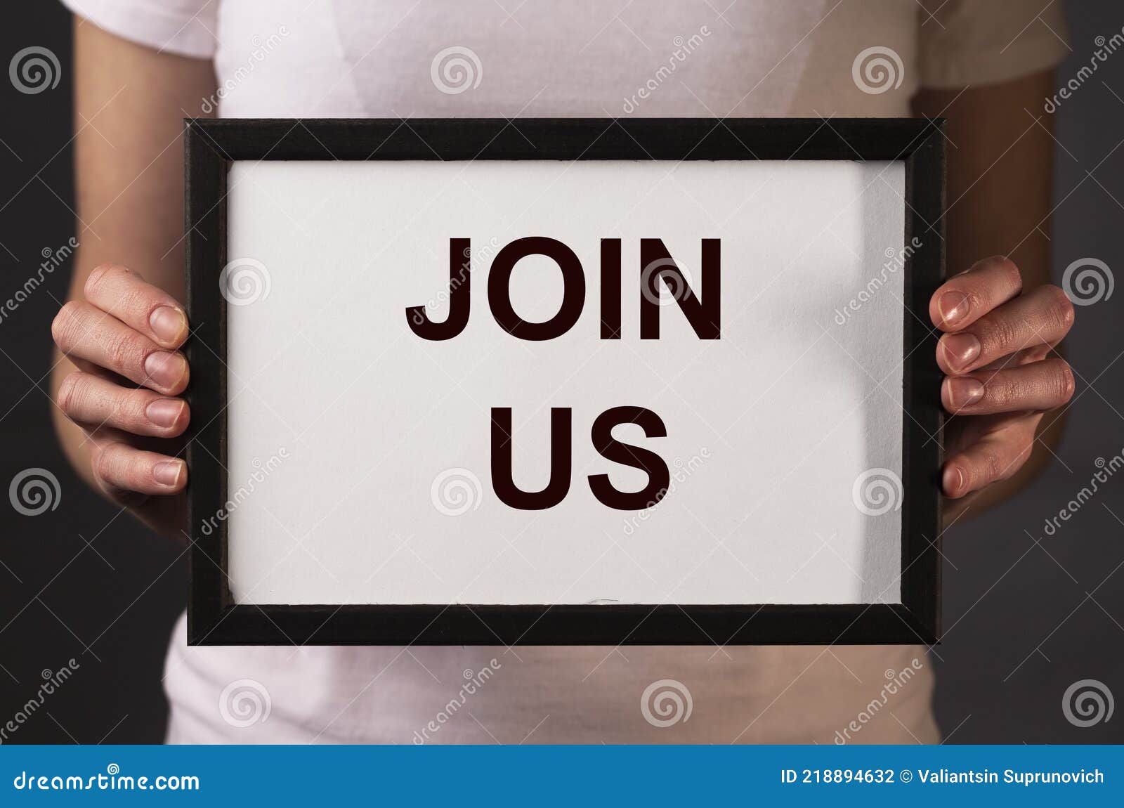 Join Us Text on Paper. Message for Fresh Members, Subscribers Stock ...