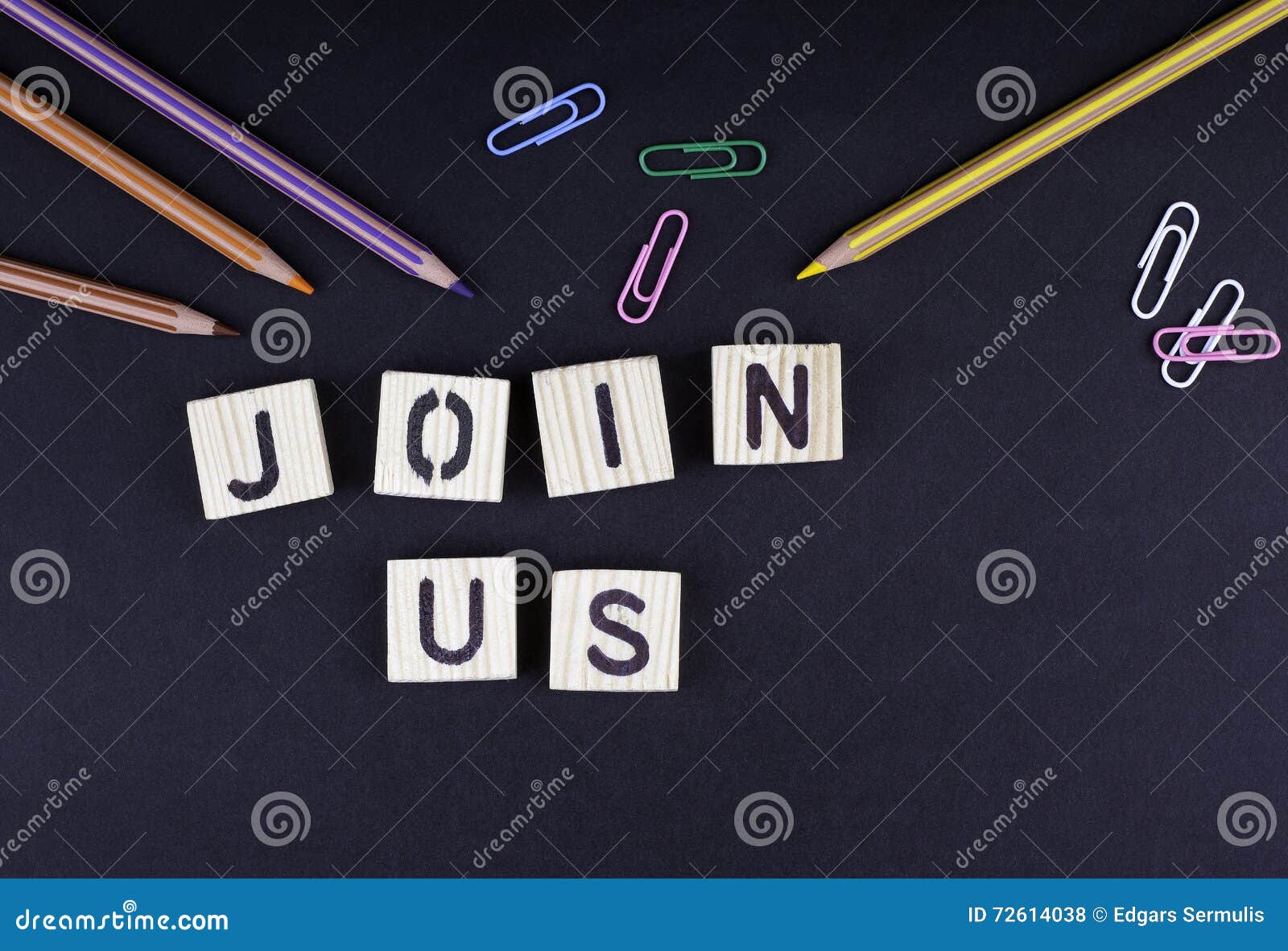 Join Us. Text from Wooden Letters on a Black Office Desk. Stock Photo ...