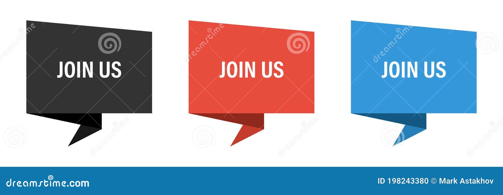 Join Us Vector Label Banner Set. Ribbon Tags Template with Join Us ...