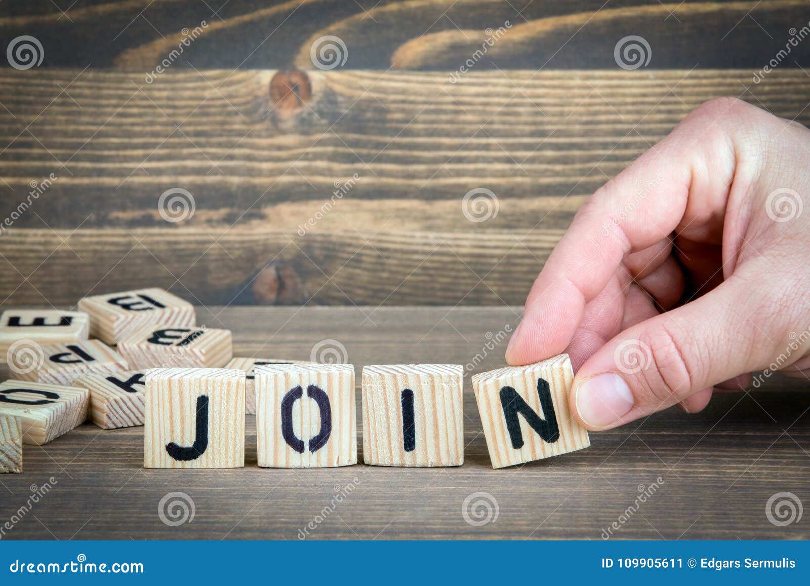 Join. Wooden Letters on the Office Desk, Informative and Communication ...