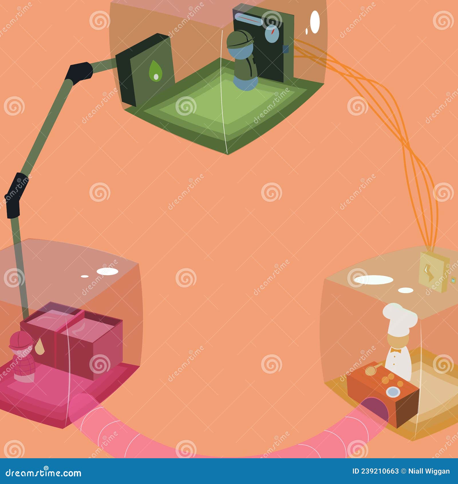 Joined Booths Providing Necessary Workplace Resources. Connected Cubes ...