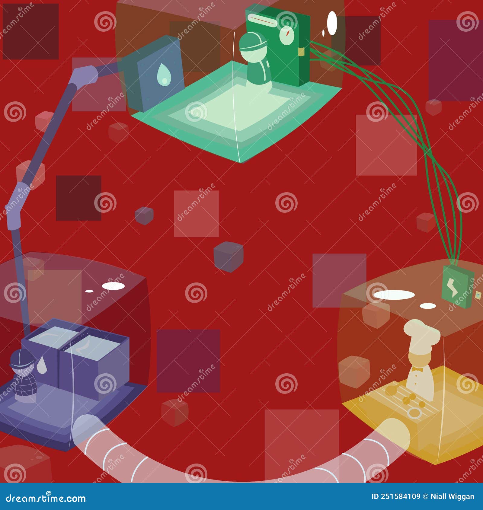 Joined Booths Providing Necessary Workplace Resources. Connected Cubes ...