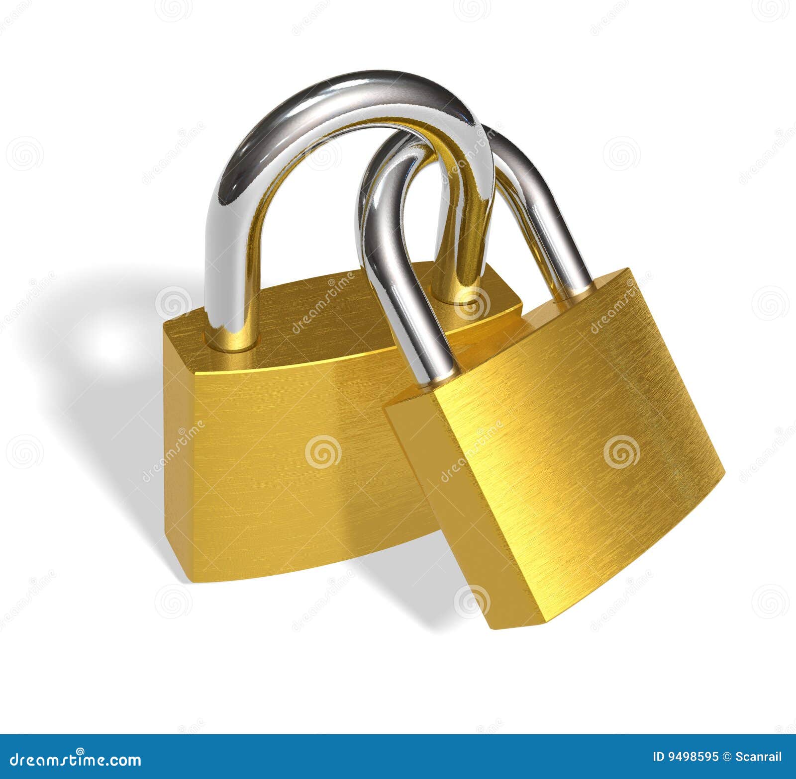 Joined padlocks stock illustration. Illustration of metal - 9498595