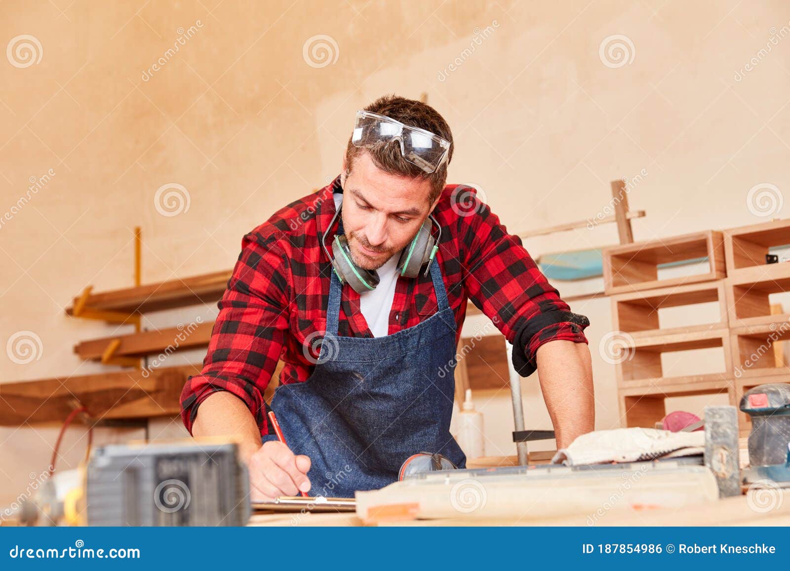 Joiner or Carpenter with Checklist Stock Photo - Image of order, people ...