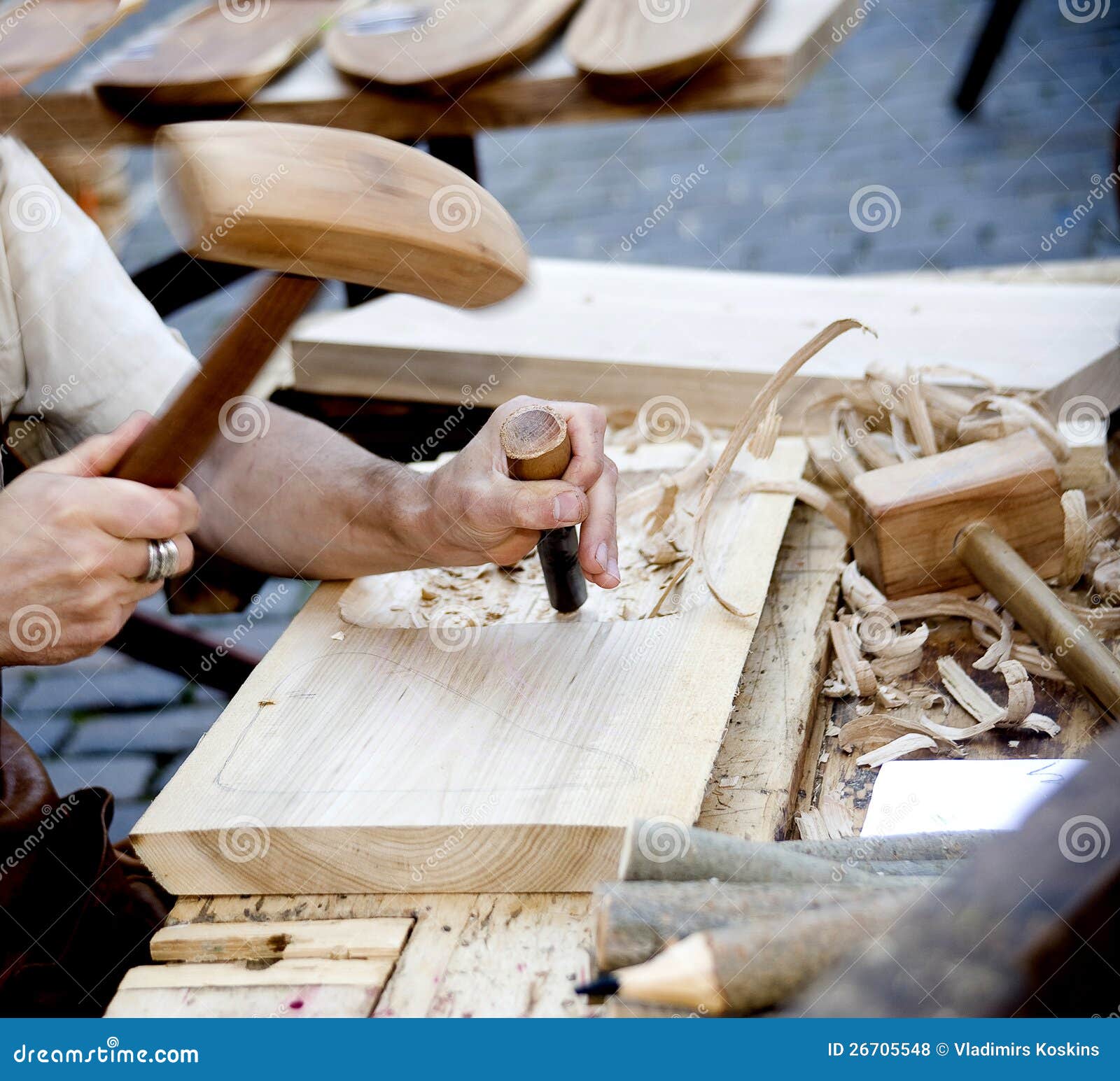 The Joiner Does a Dimple in a Board, Stock Photo - Image of hardwood ...