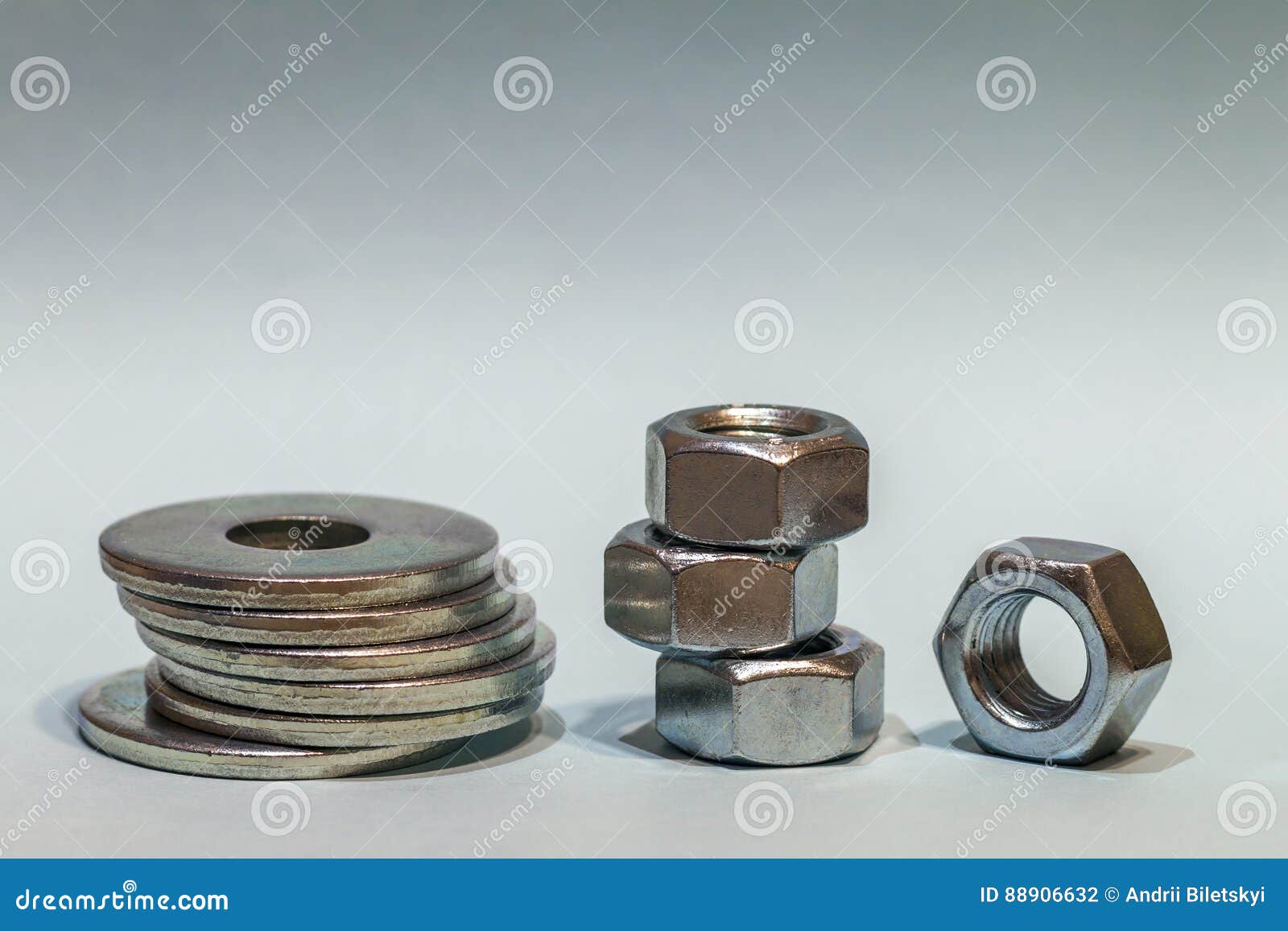 Joiner& X27;s Accessories. Stacks of Metal Washers and Nuts Iso Stock ...