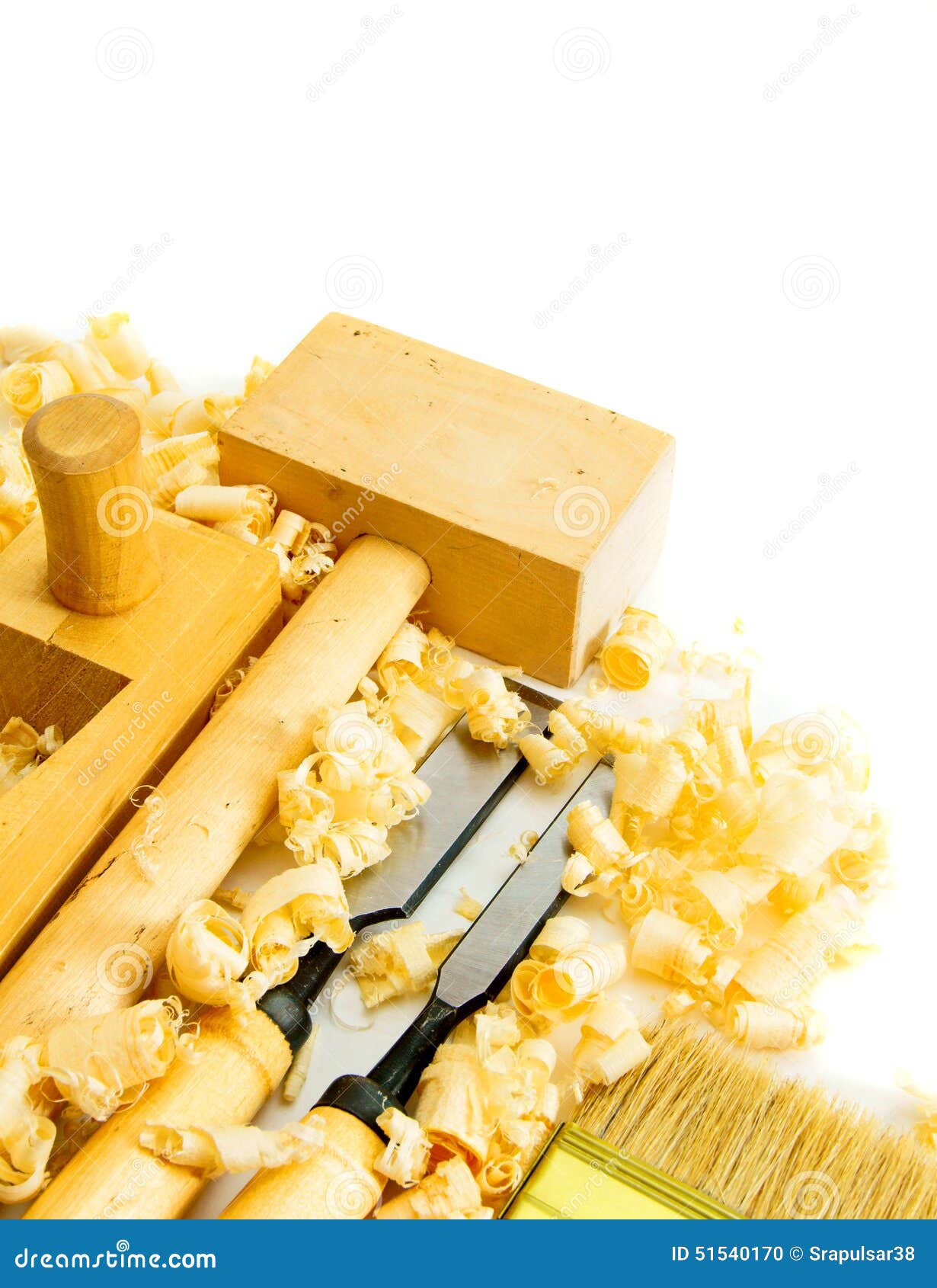 Joiner S Tools (brush, Chisel, Hammer) on a White Stock Photo - Image ...