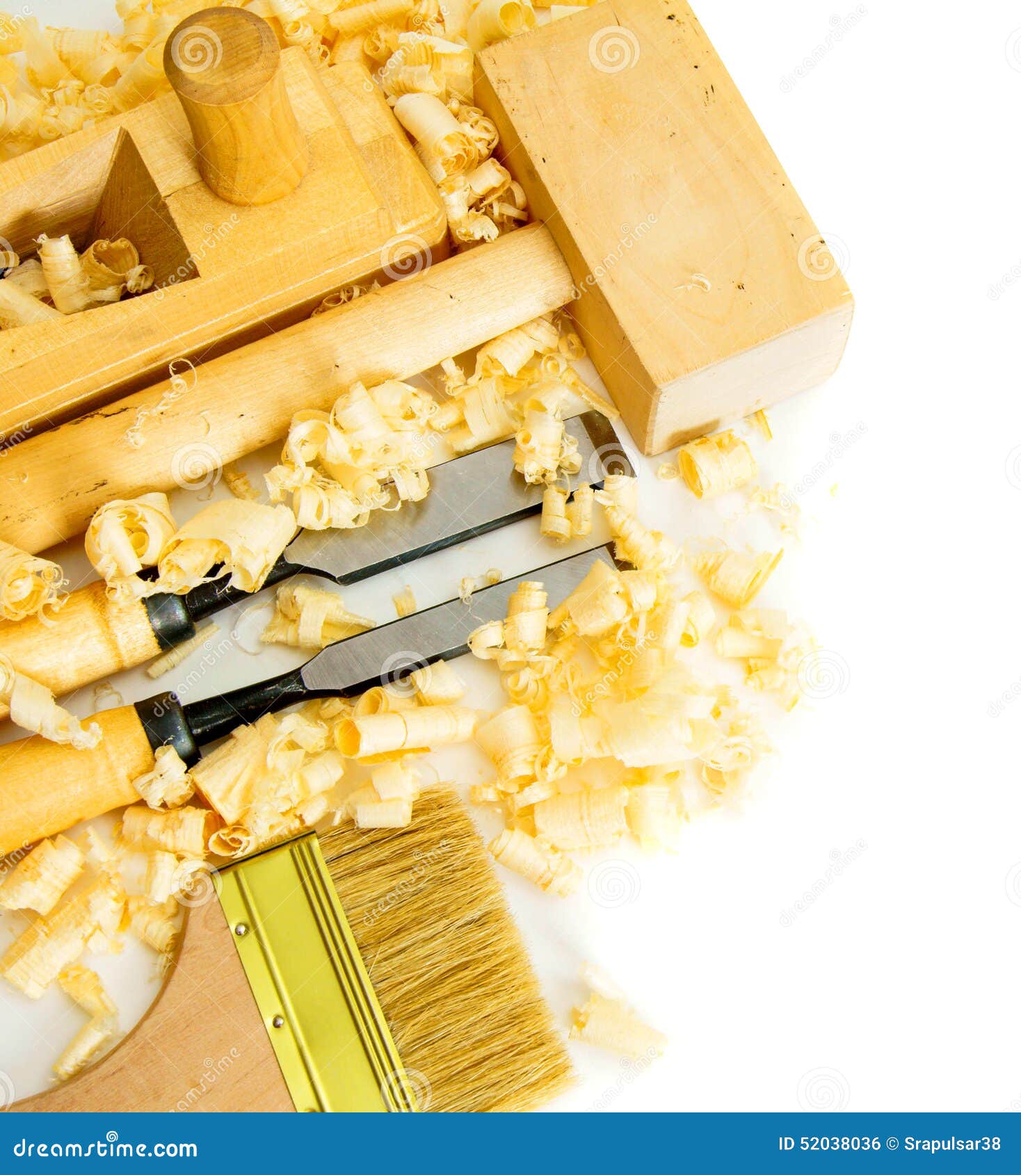Joiner S Tools (brush, Chisel, Hammer) on a White Stock Photo - Image ...