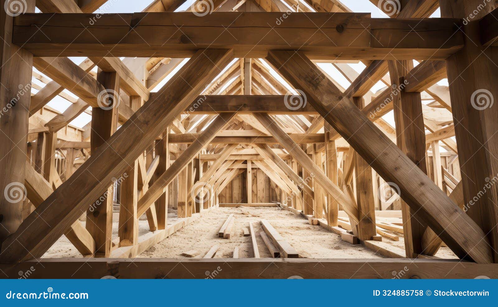 Joinery Incomplete Timber Frame Stock Illustration - Illustration of ...
