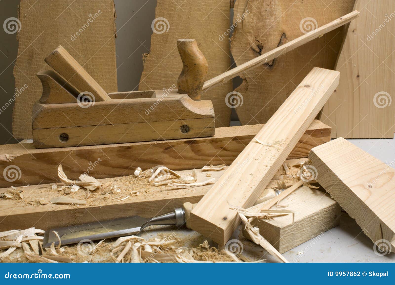 Joinery Workshop with Wood Tools Stock Photo - Image of chisel, closeup ...