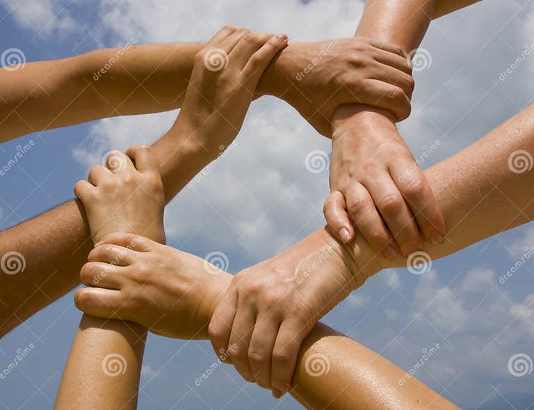 Joining hands in the chain stock image. Image of hold - 32717839
