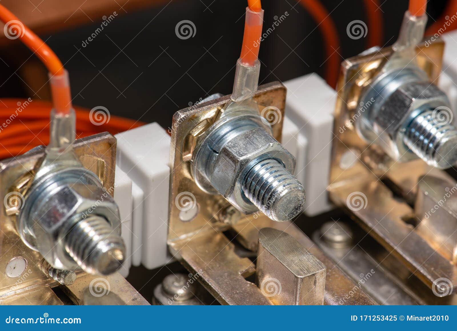 Joint with Bolts and Nuts in Electrical Switchboard Stock Image - Image ...