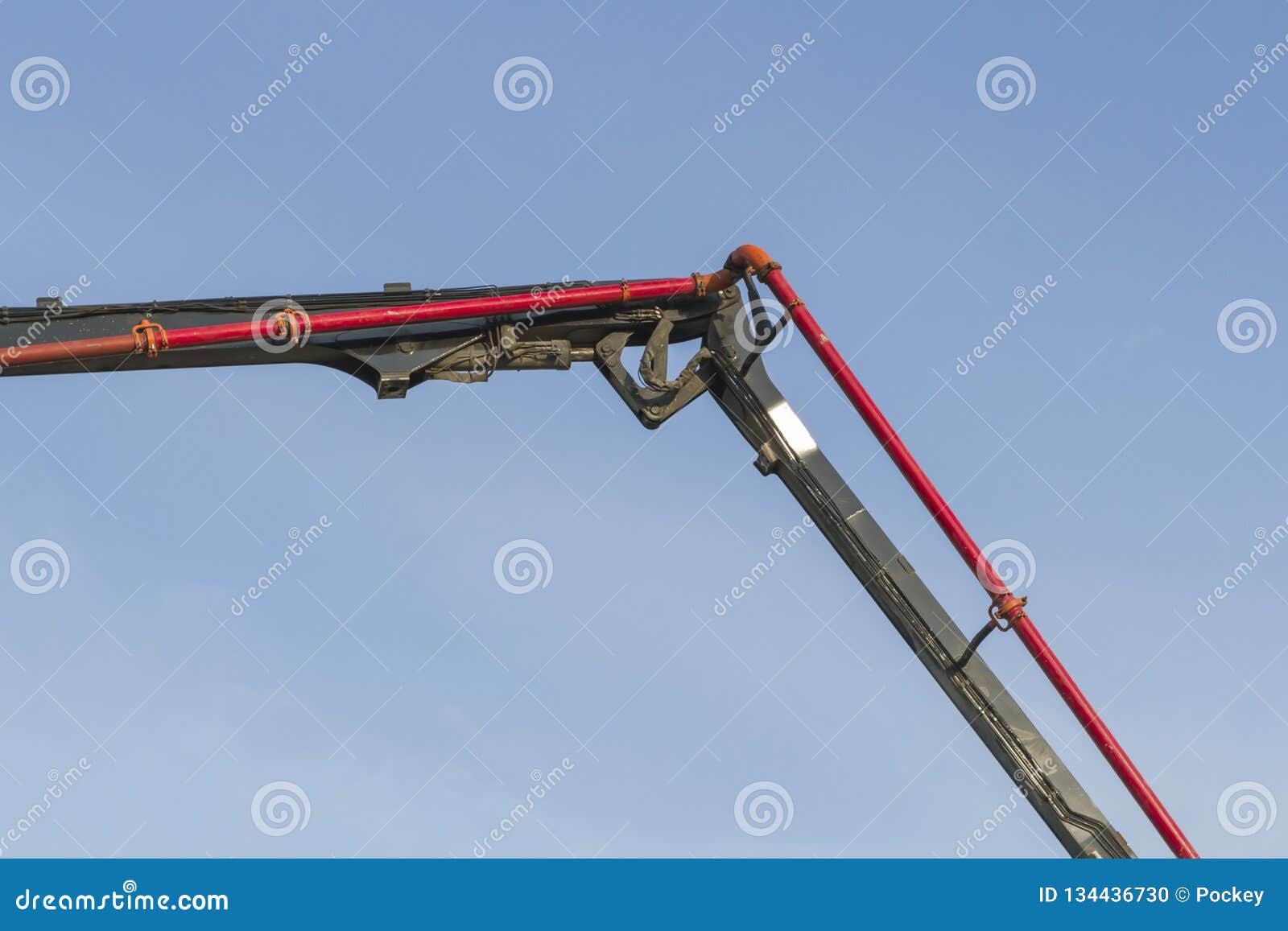 Joint of concrete pump arm stock photo. Image of process - 134436730
