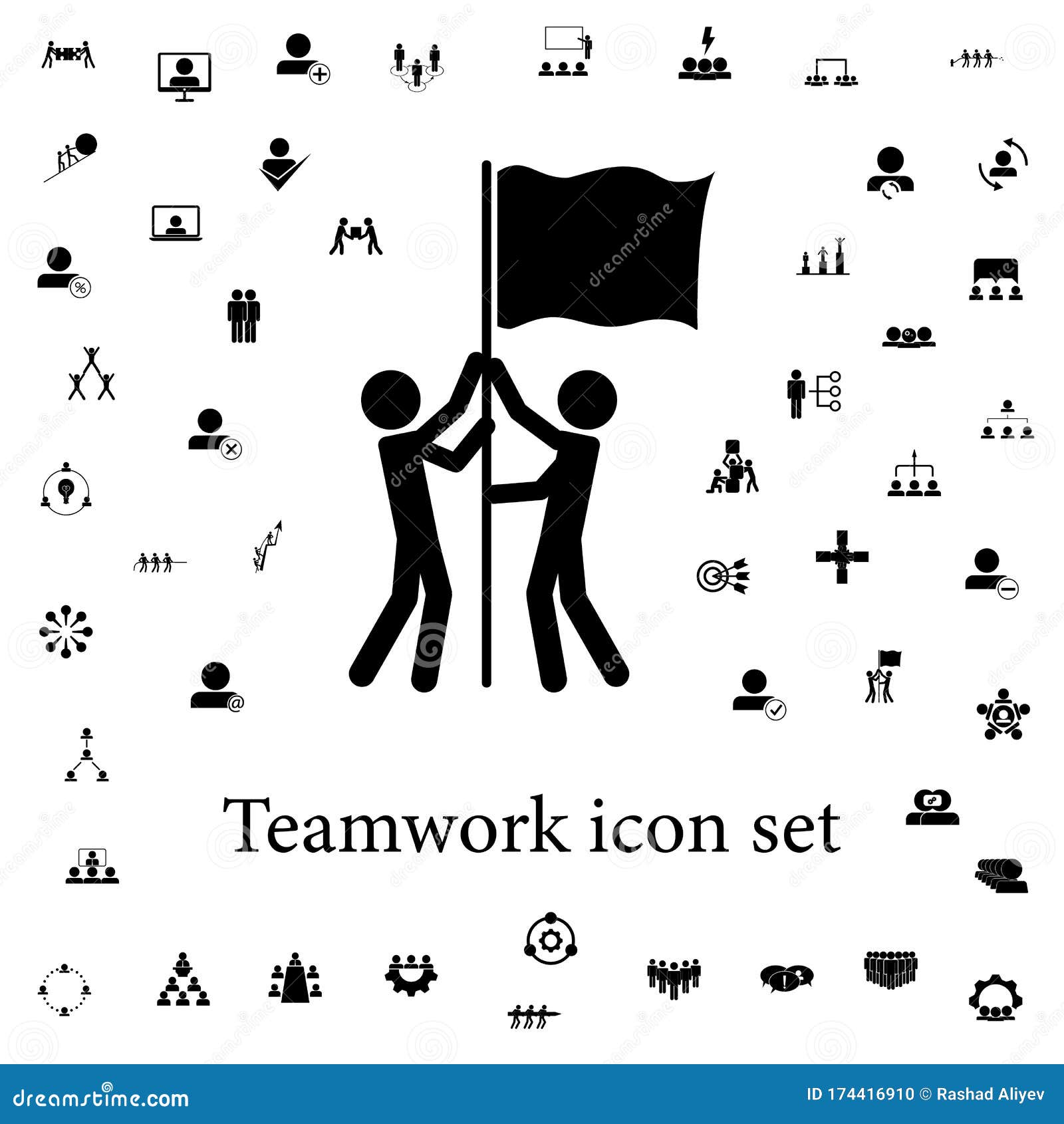 Joint Flag Raising Icon. Elements Of Teamwork Multi Colored Icons ...
