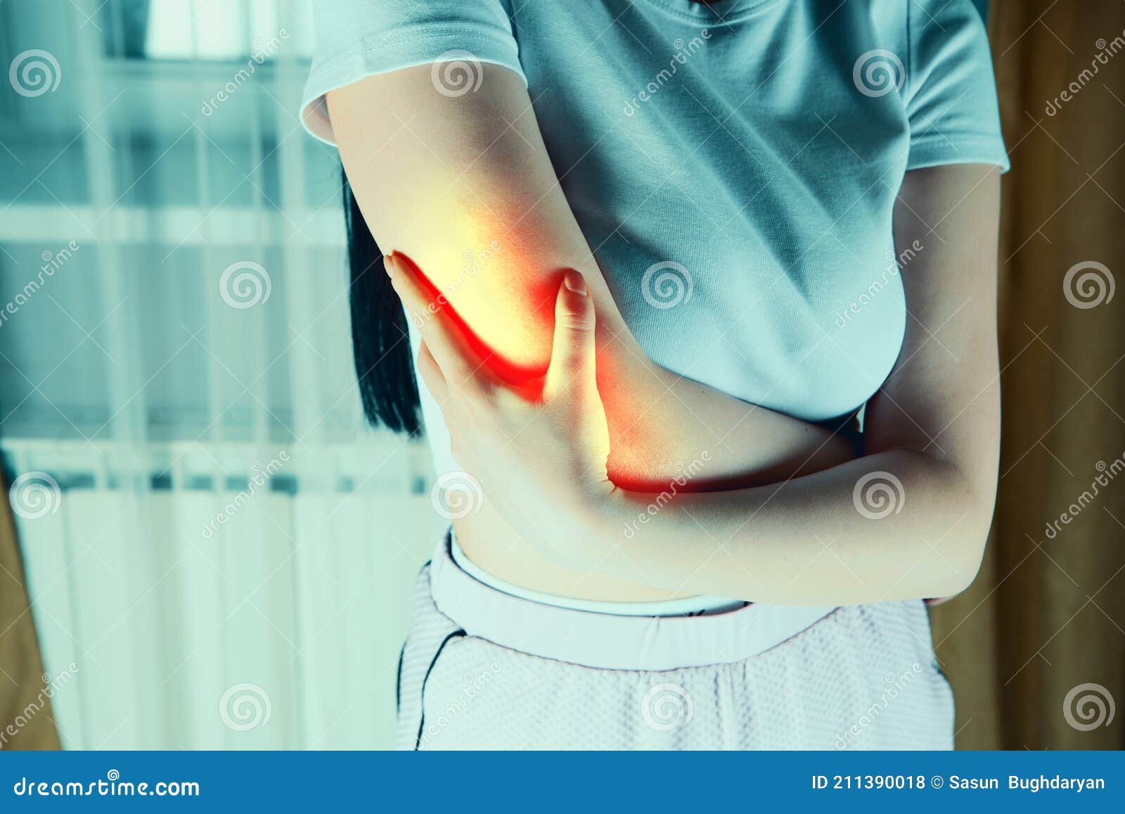 Joint Injuries,. Spasm on the Girl`s Arm Stock Photo - Image of ...