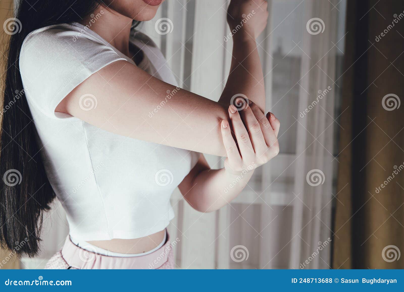 Joint Injuries,. Spasm on the Girl`s Arm Stock Photo - Image of human ...