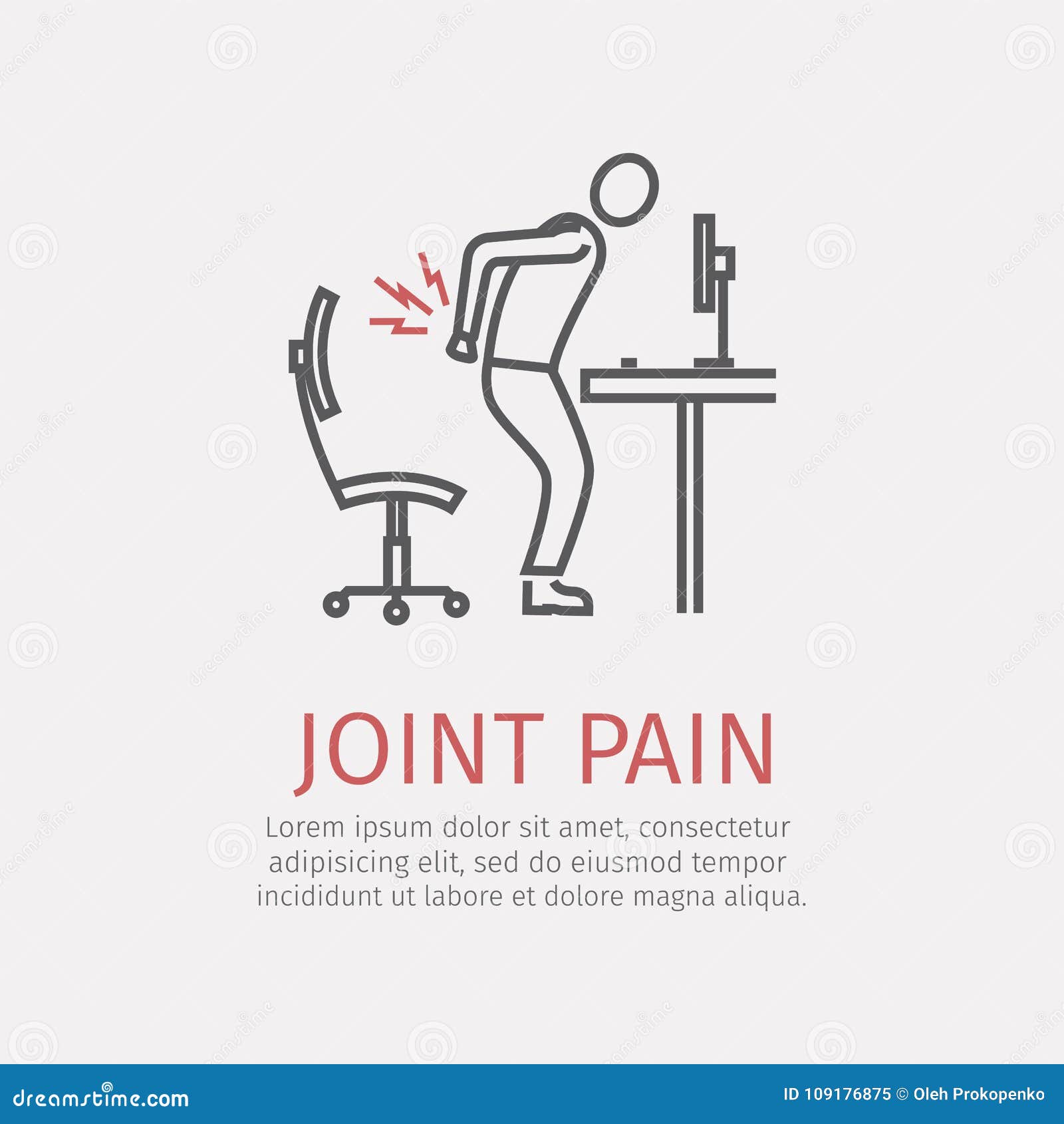 Joint pain line icon stock vector. Illustration of graphic - 109176875