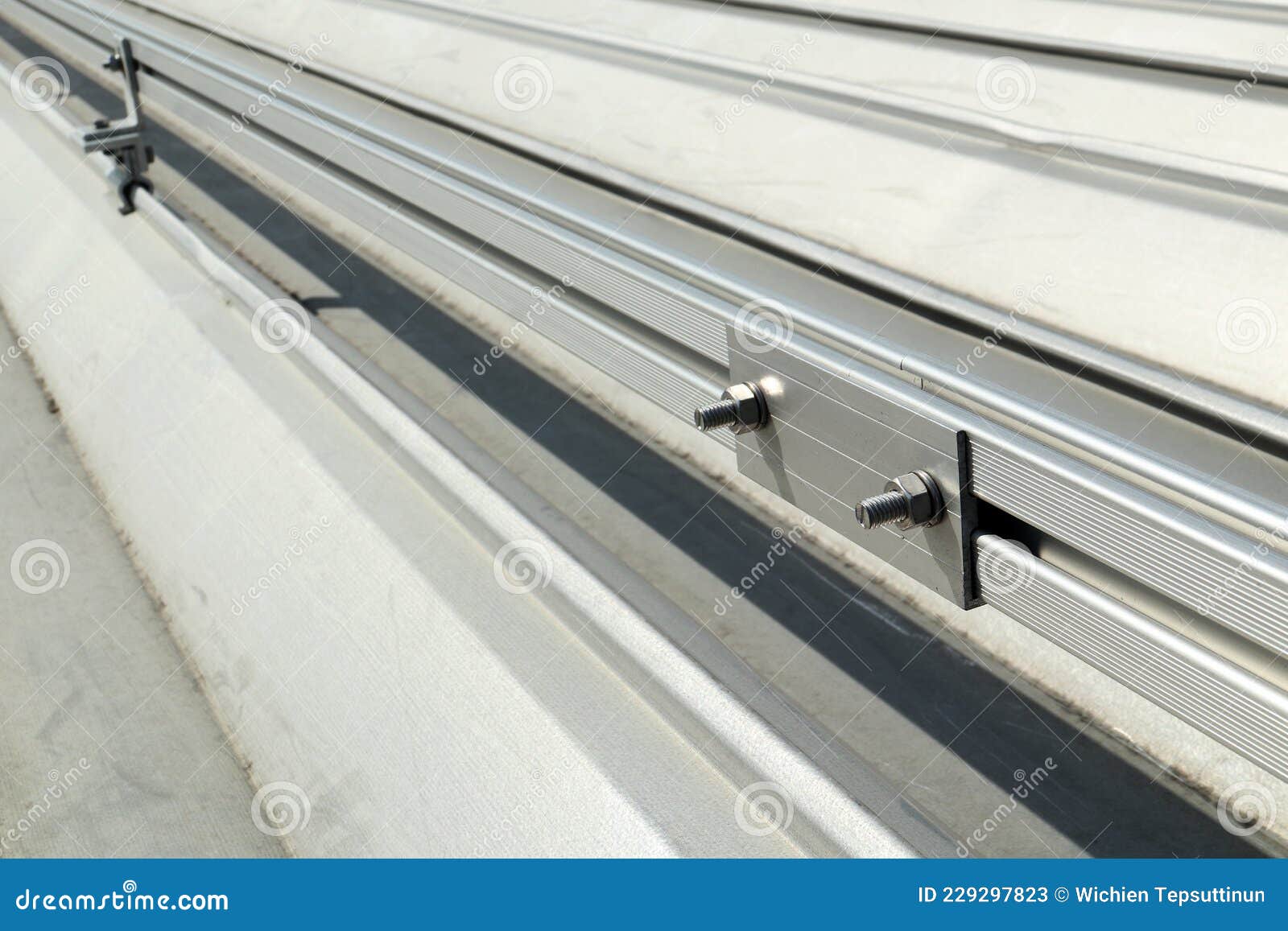 Joint Plate of Mounting Rail for Solar Panel Installation Stock Image ...