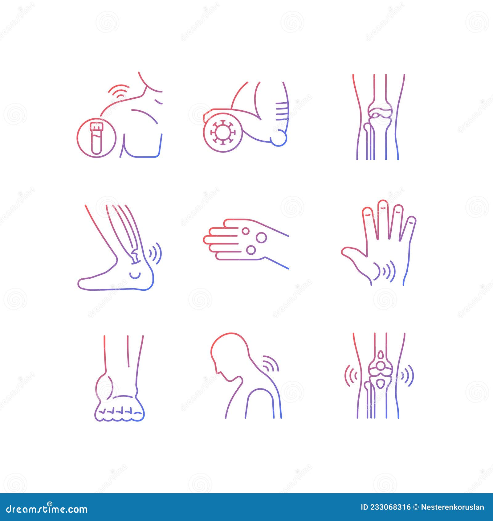 Joint Problems Gradient Linear Vector Icons Set Stock Vector ...