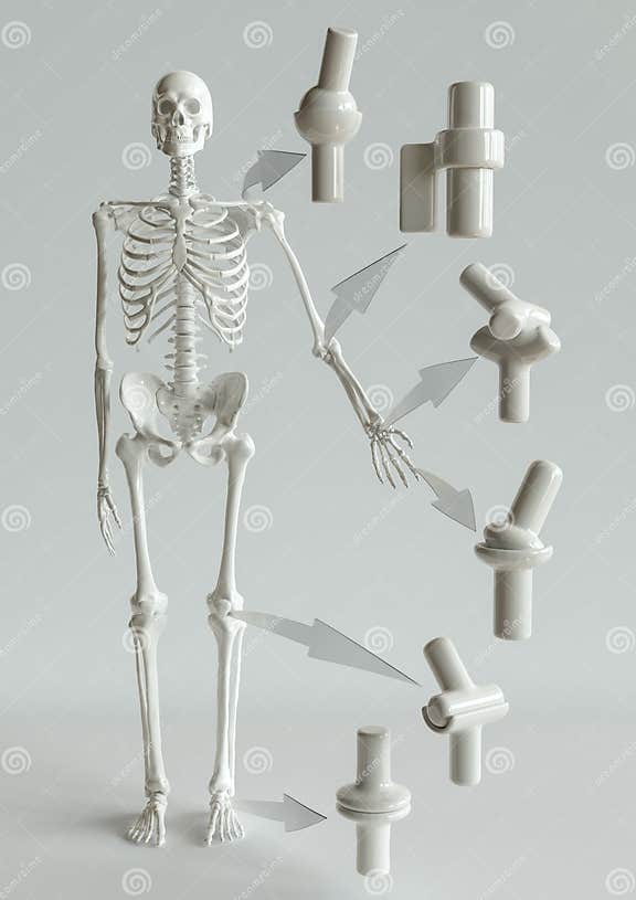 Joint Types on the Human Skeleton - 3D Rendering Stock Illustration ...