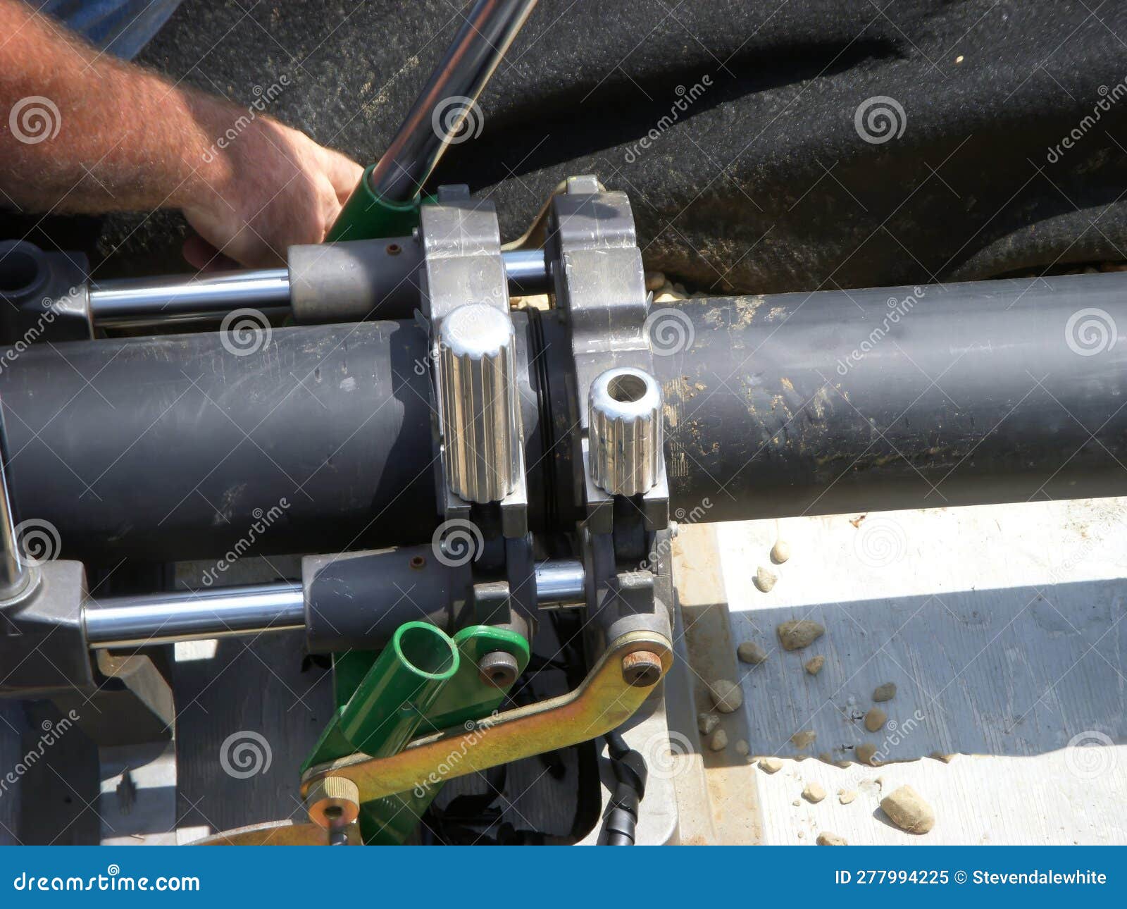 Jointing and Pressure Testing Dual Walled HDPE Plastic Pipe. Stock ...