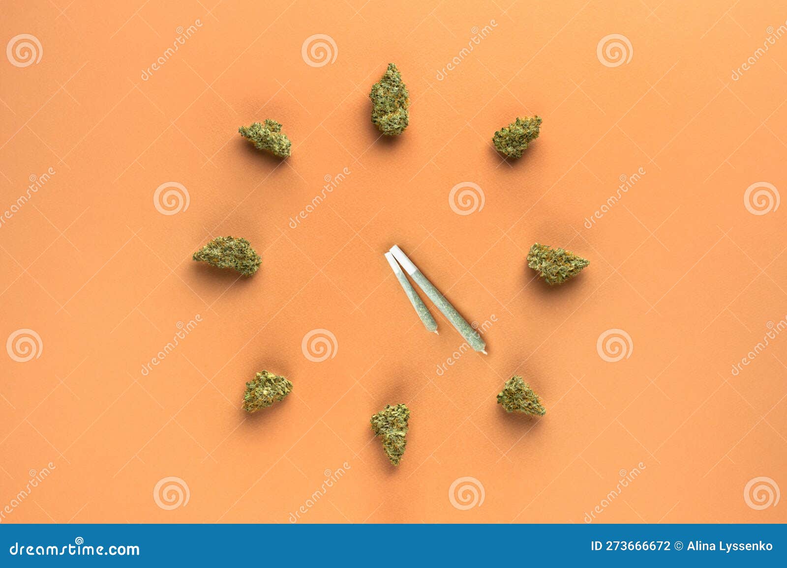 Joints with Cannabis in the Form of Clock Hands, Dry Marijuana Buds ...