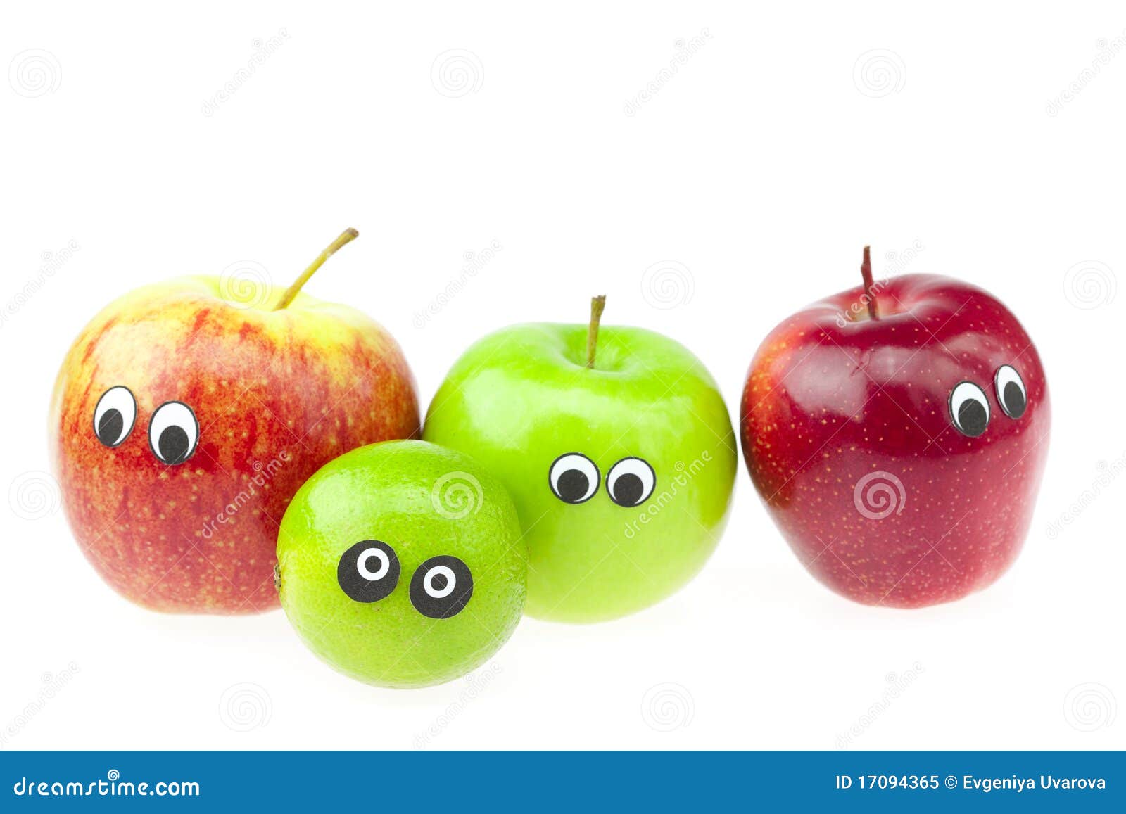 Joke Apple with Eyes Isolated on White Stock Image - Image of bright ...