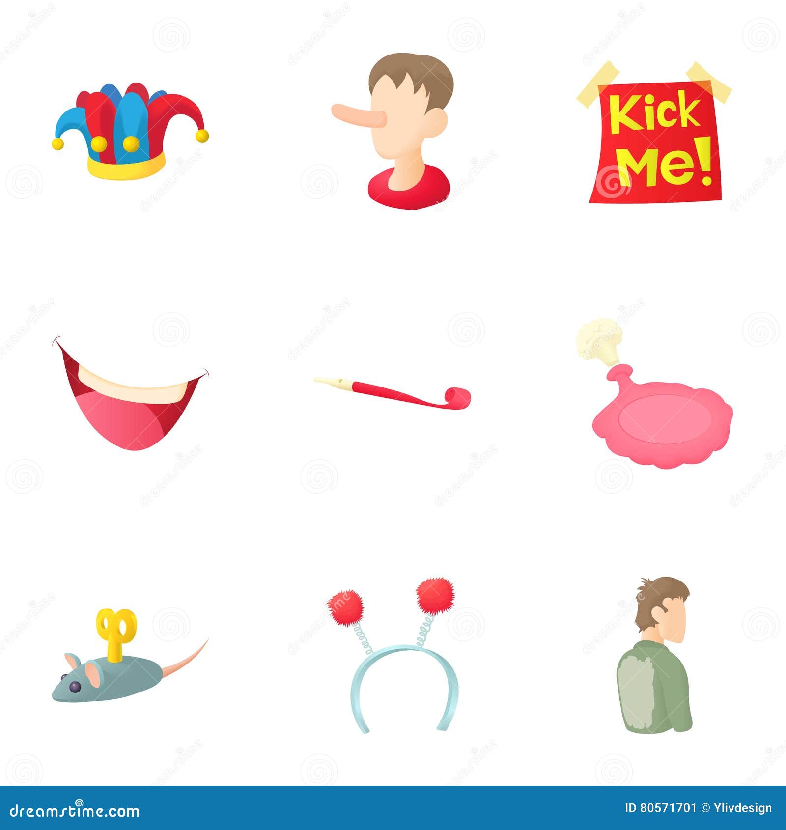 Joke Icons Set, Cartoon Style Stock Vector - Illustration of funny ...