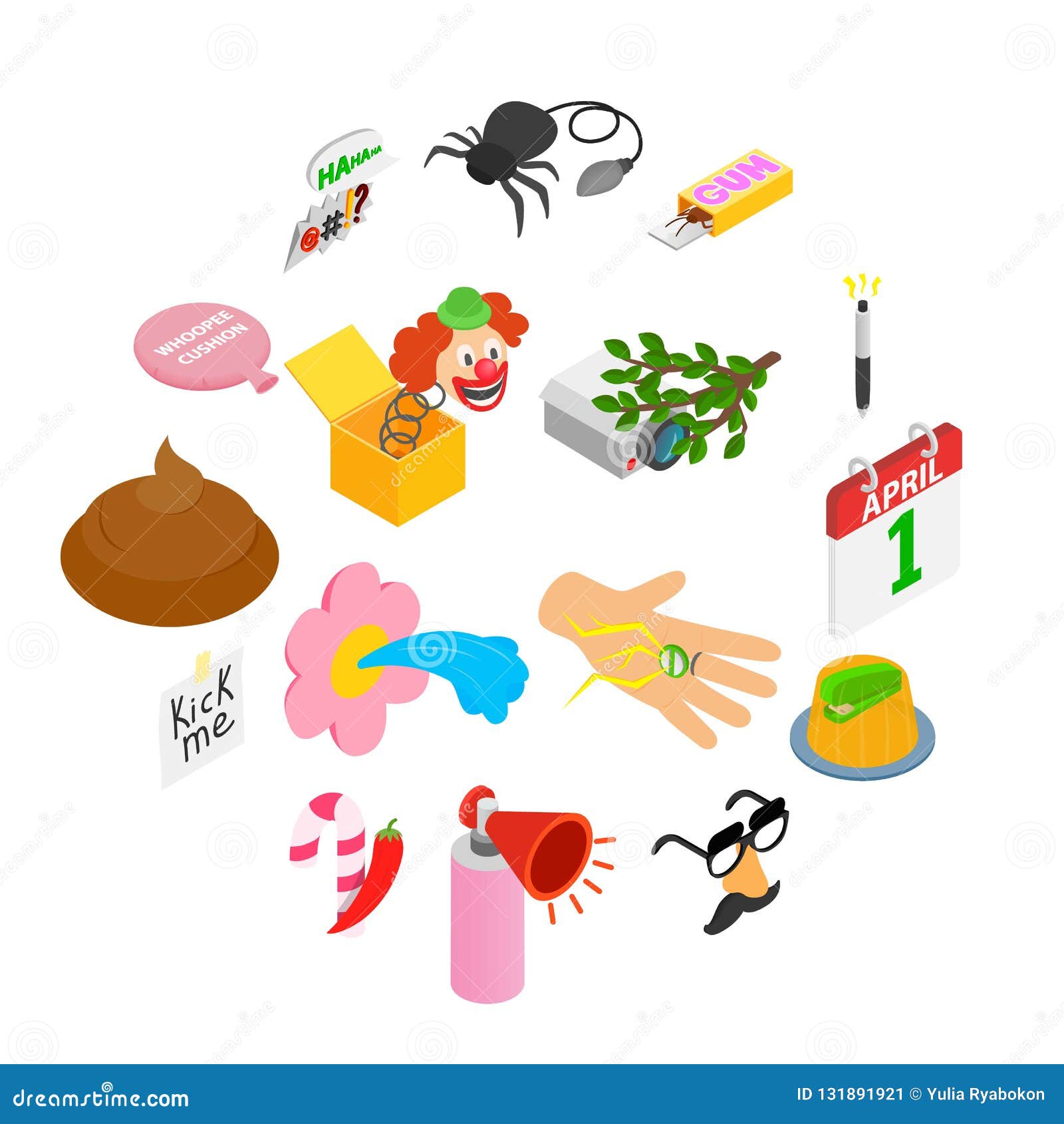 Joke icons set stock vector. Illustration of rolling - 131891921