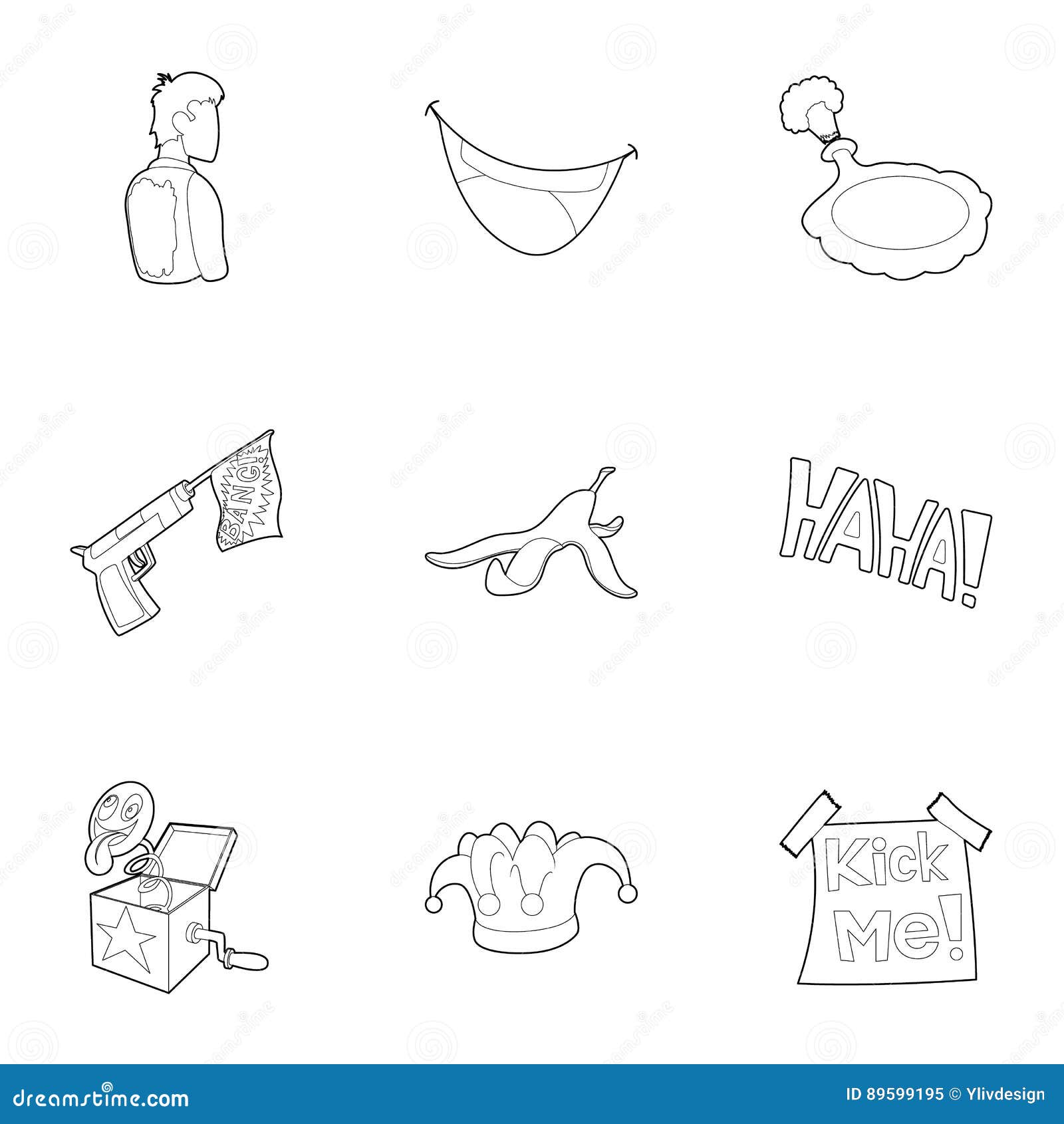 Joke Icons Set, Outline Style Stock Vector - Illustration of decoration ...