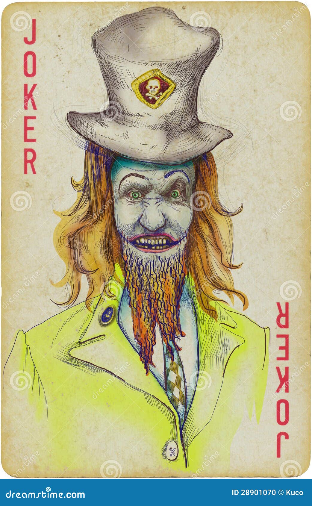 Joker stock illustration. Illustration of fear, bearded - 28901070