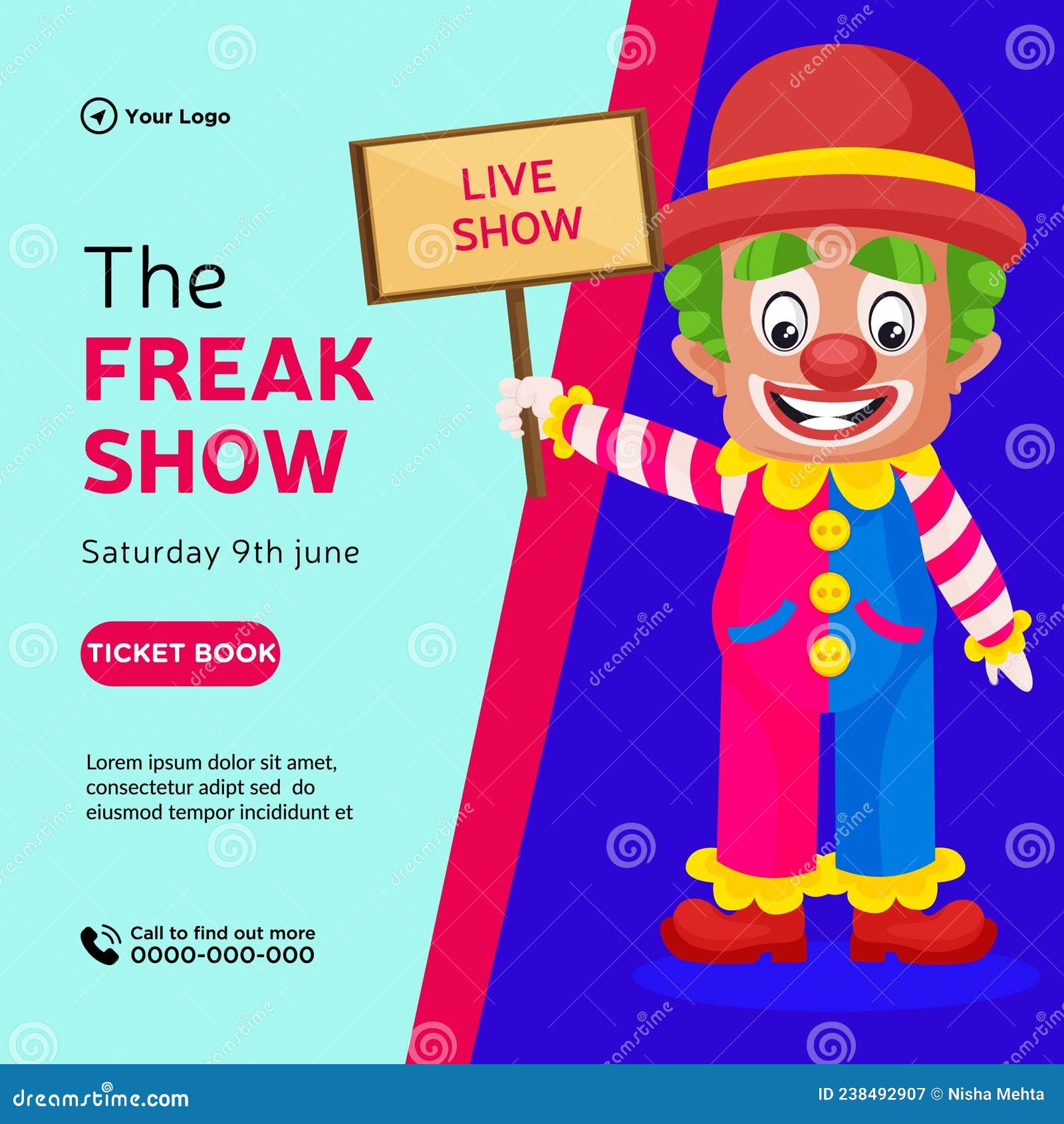 Banner Design of the Freak Show Stock Vector - Illustration of joker ...