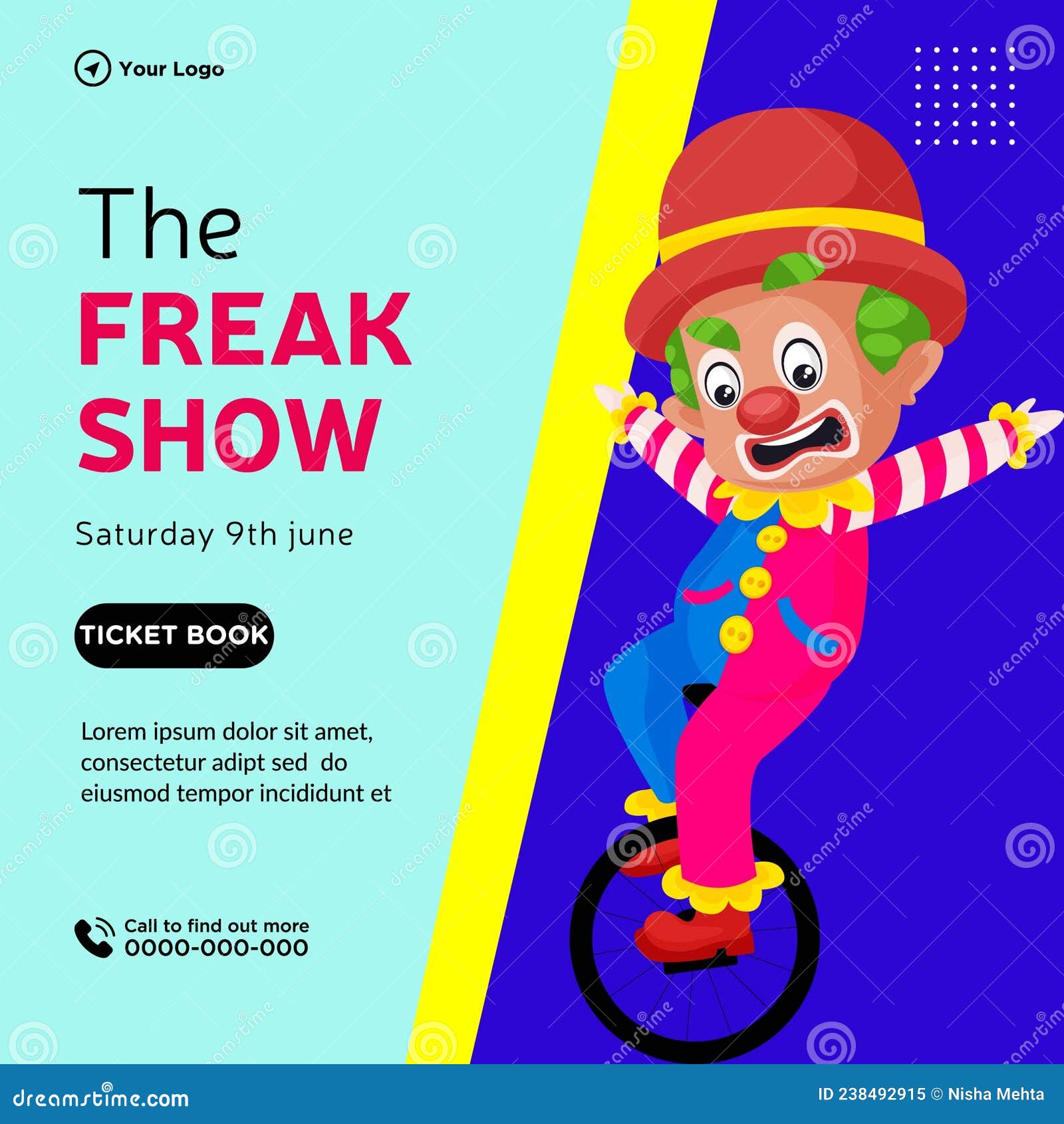 Banner Design of the Freak Show Stock Vector - Illustration of cute ...