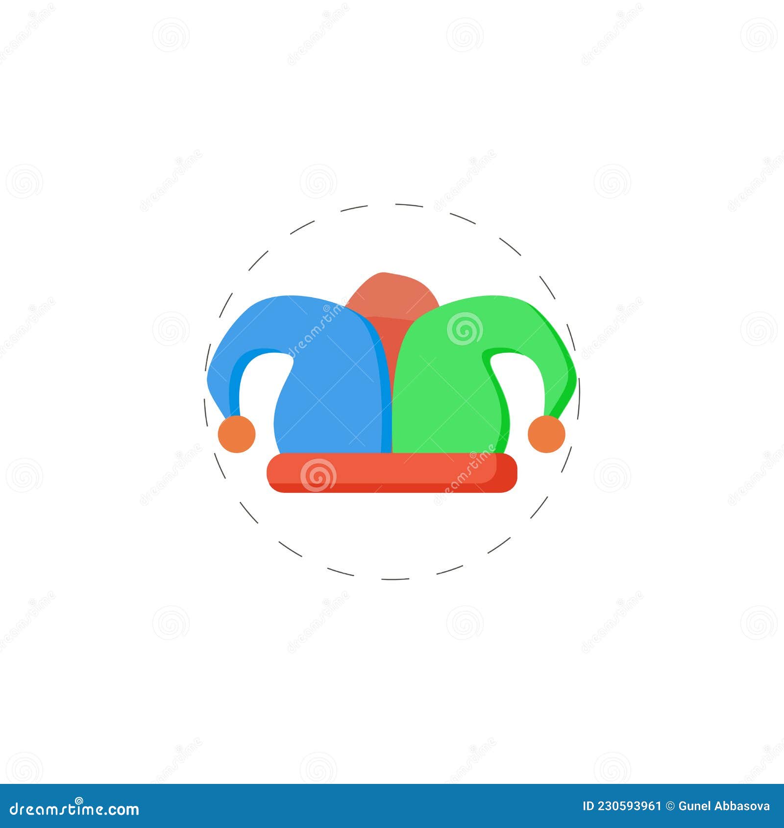 Joker Cap Colorful Clipart. Joker Cap Flat Illustration Stock Vector ...