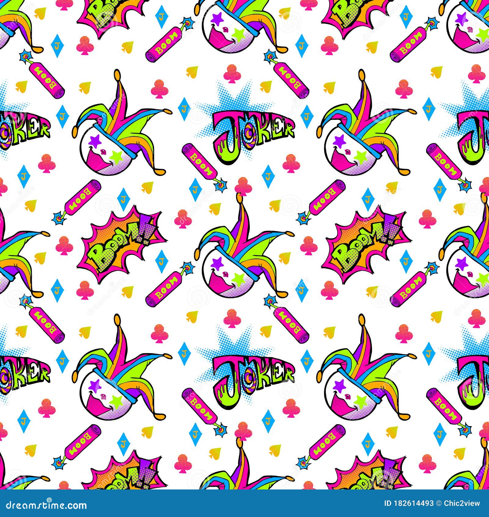 Joker Seamless Patterns. No Gradients And Clipping Mask. Cartoon Vector ...