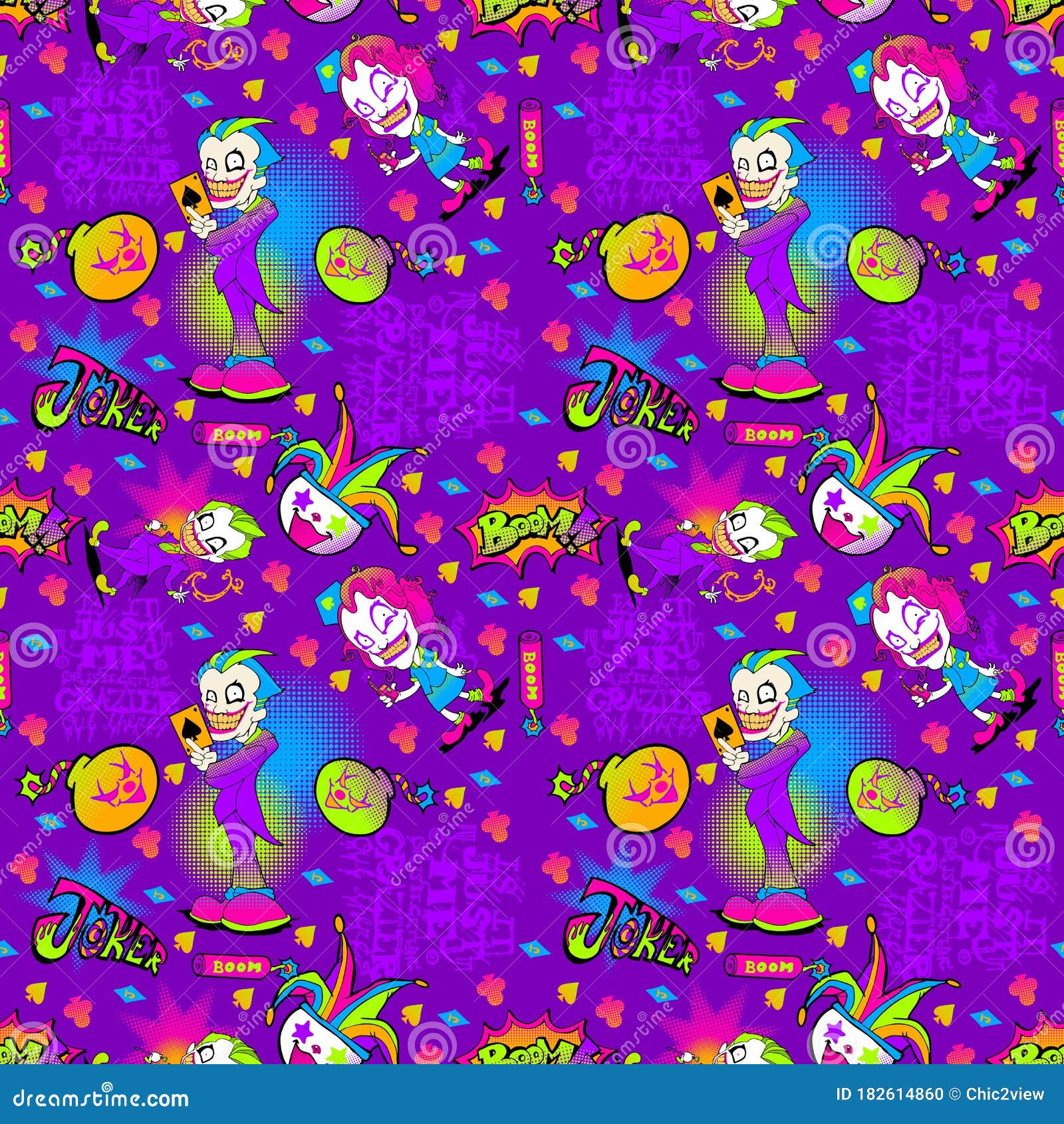 Joker Seamless Patterns. No Gradients And Clipping Mask. Cartoon Vector ...
