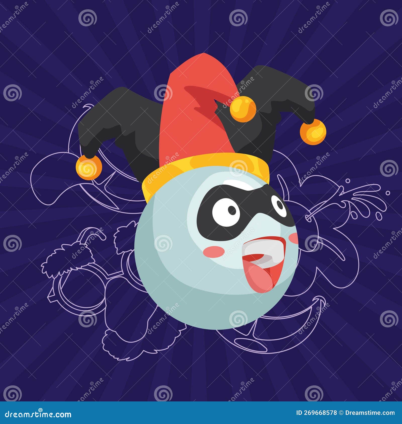 Joker emoticon with hat stock illustration. Illustration of laugh ...