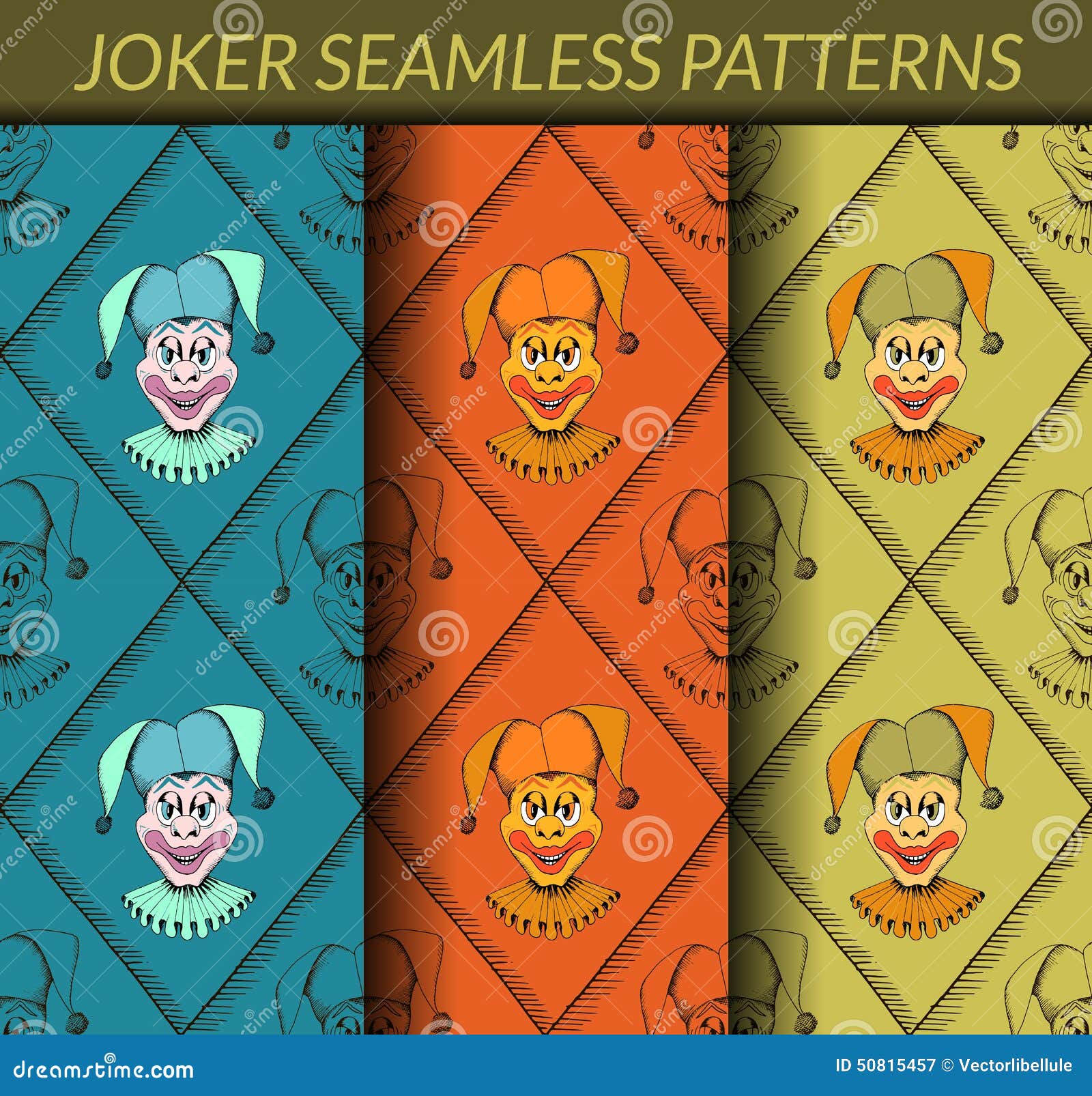 Joker Seamless Patterns. No Gradients and Clipping Mask. Stock Vector ...