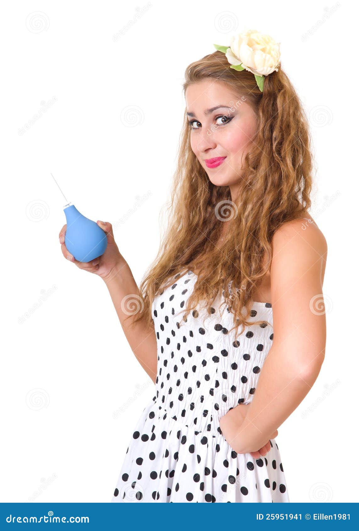 Jolie Broche Vers Le Haut De Fille Avec Lenema Disolement Image Stock