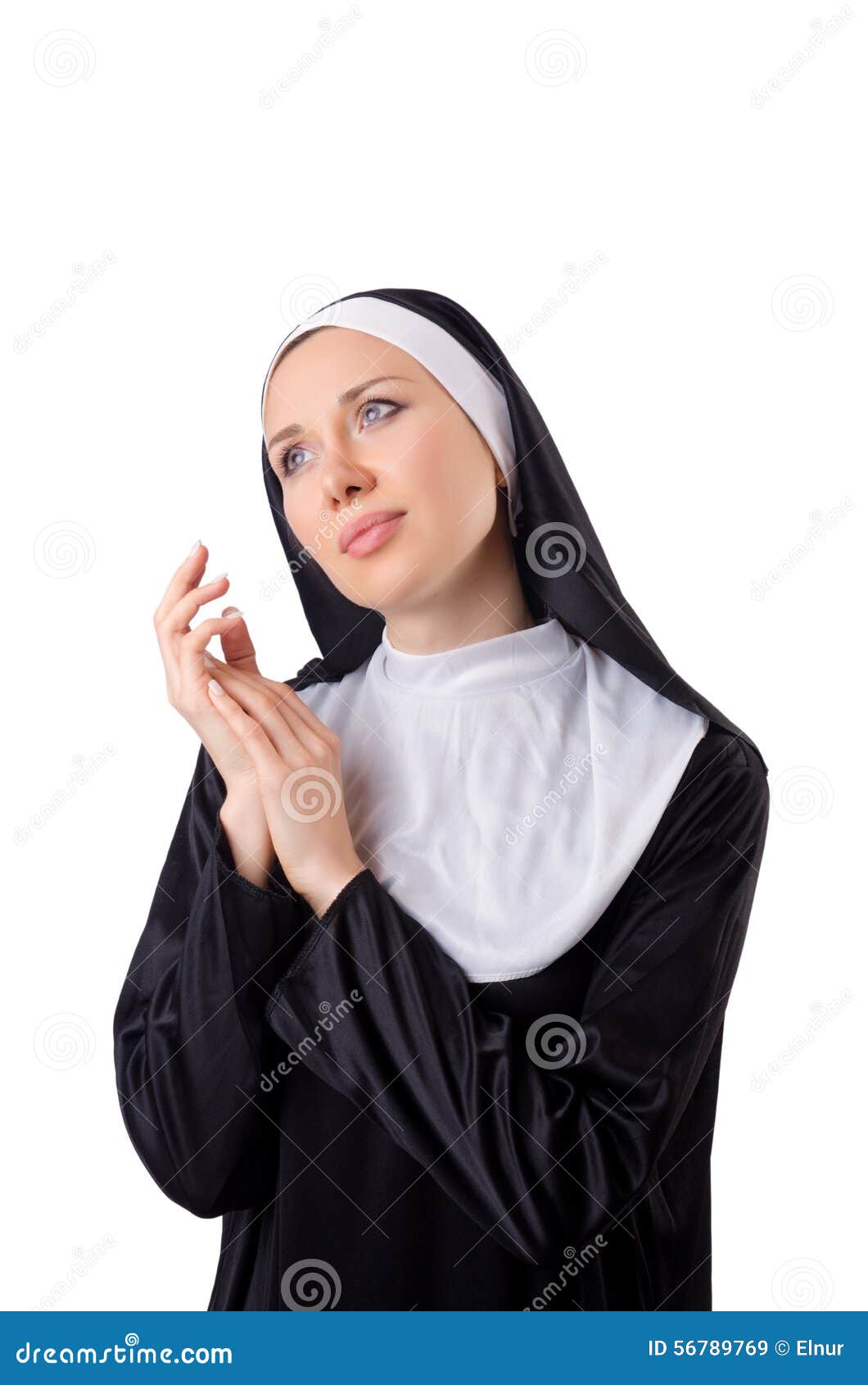 Jolie Nonne D'isolement Sur Le Blanc Image stock - Image du priez ...